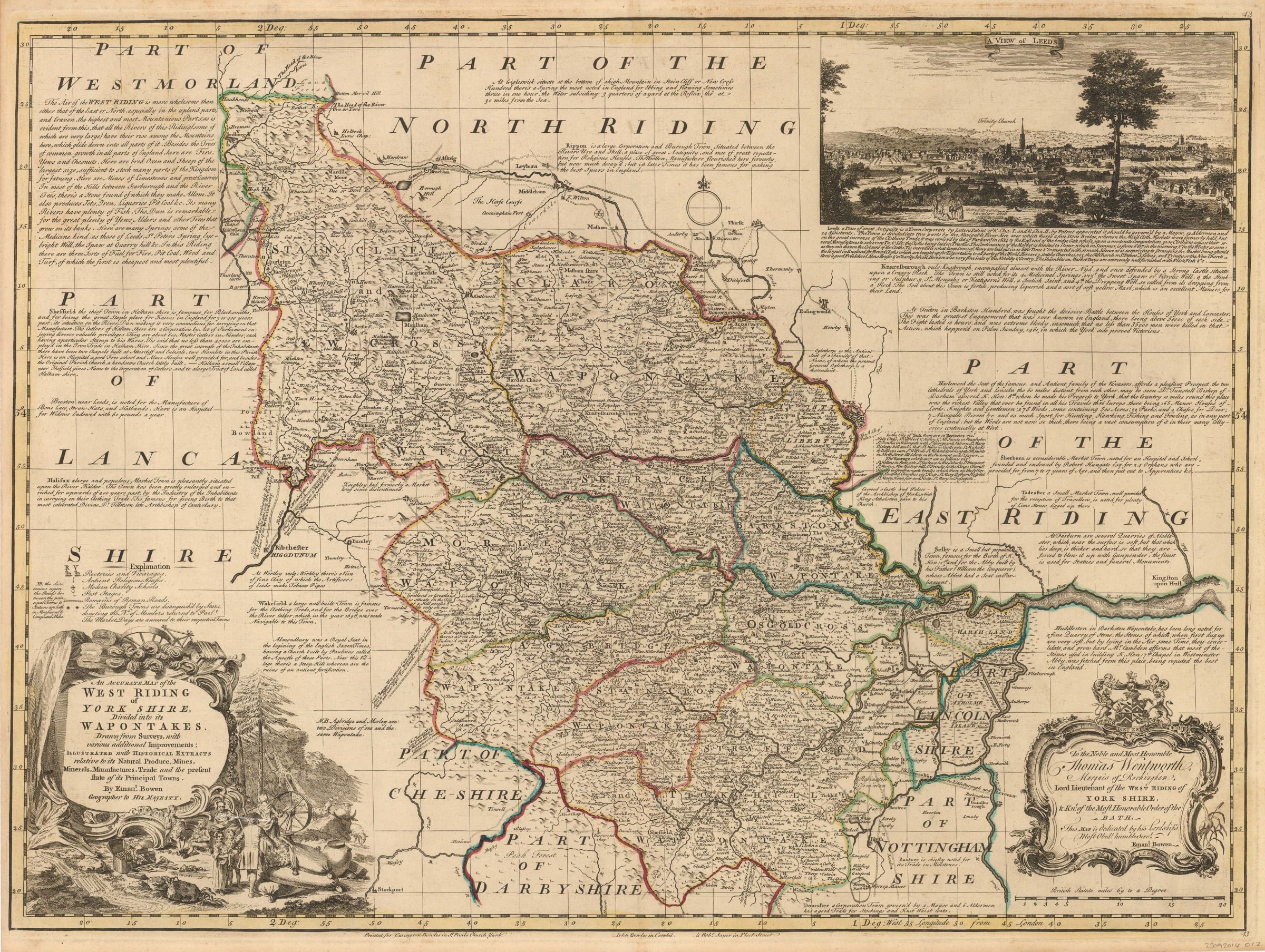 Emanuel Bowen, An Accurate Map of the West Riding of Yorkshire Divided ...