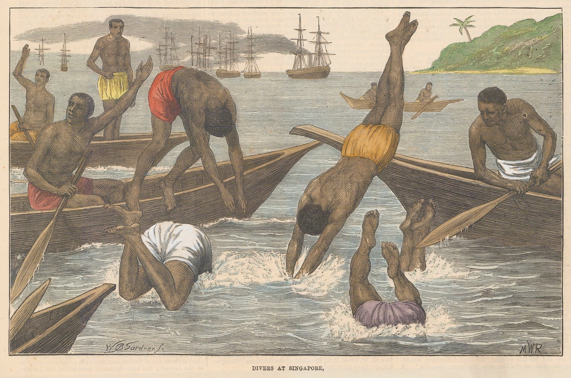 Illustrated London News (ILN), Singapore - Divers, 1860 | The Map House