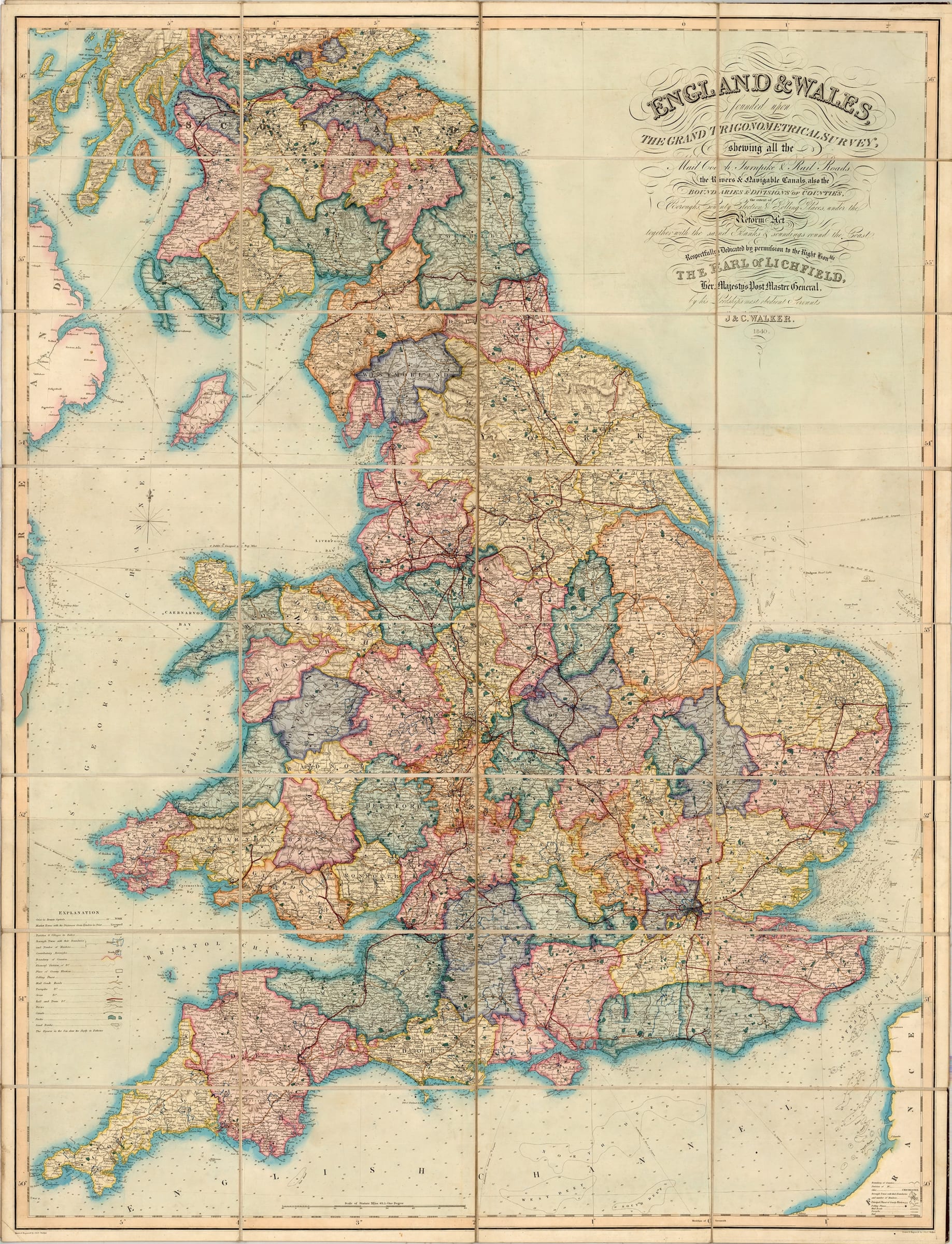 J. & C. Walker, England and Wales, 1840 | The Map House