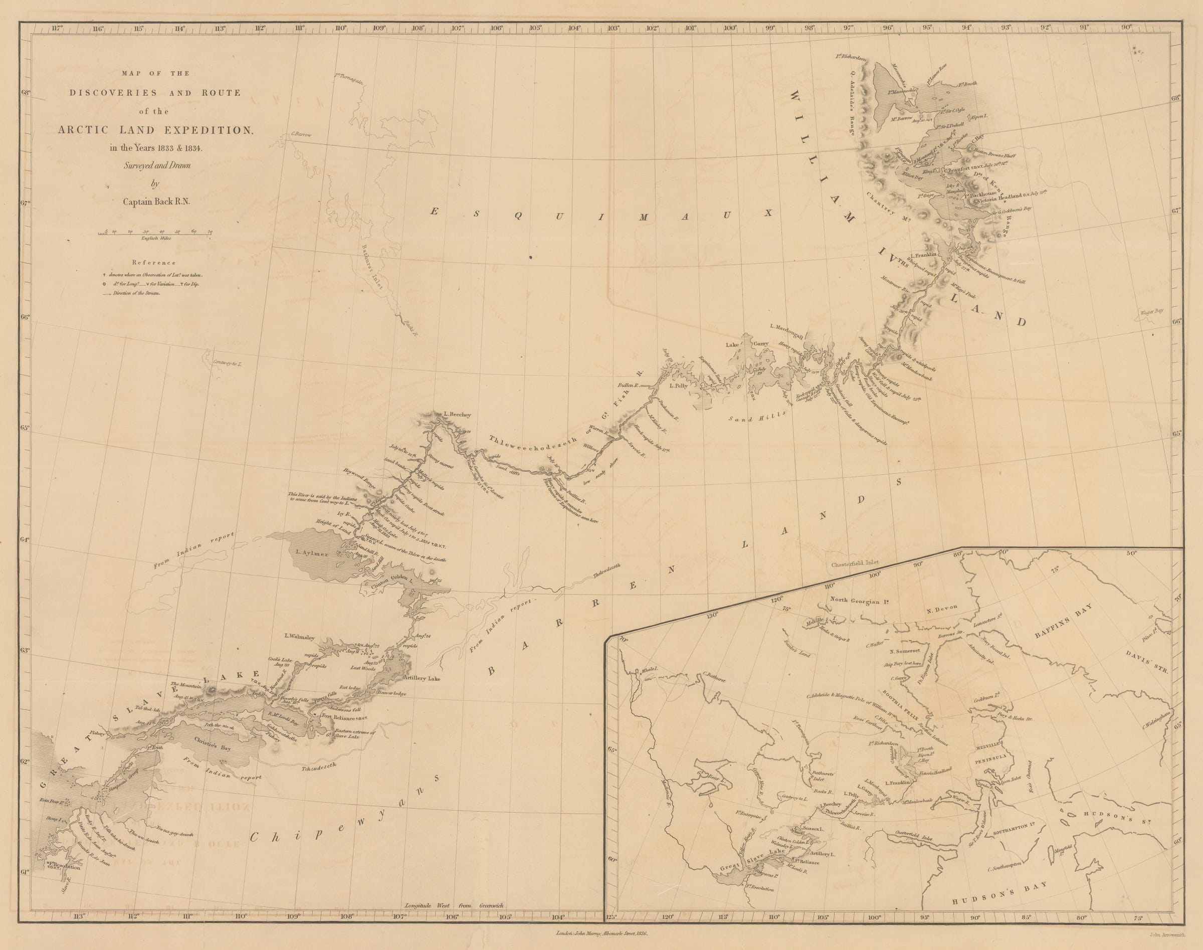 Royal Geographical Society (RGS), Map of the Discoveries and Route of ...