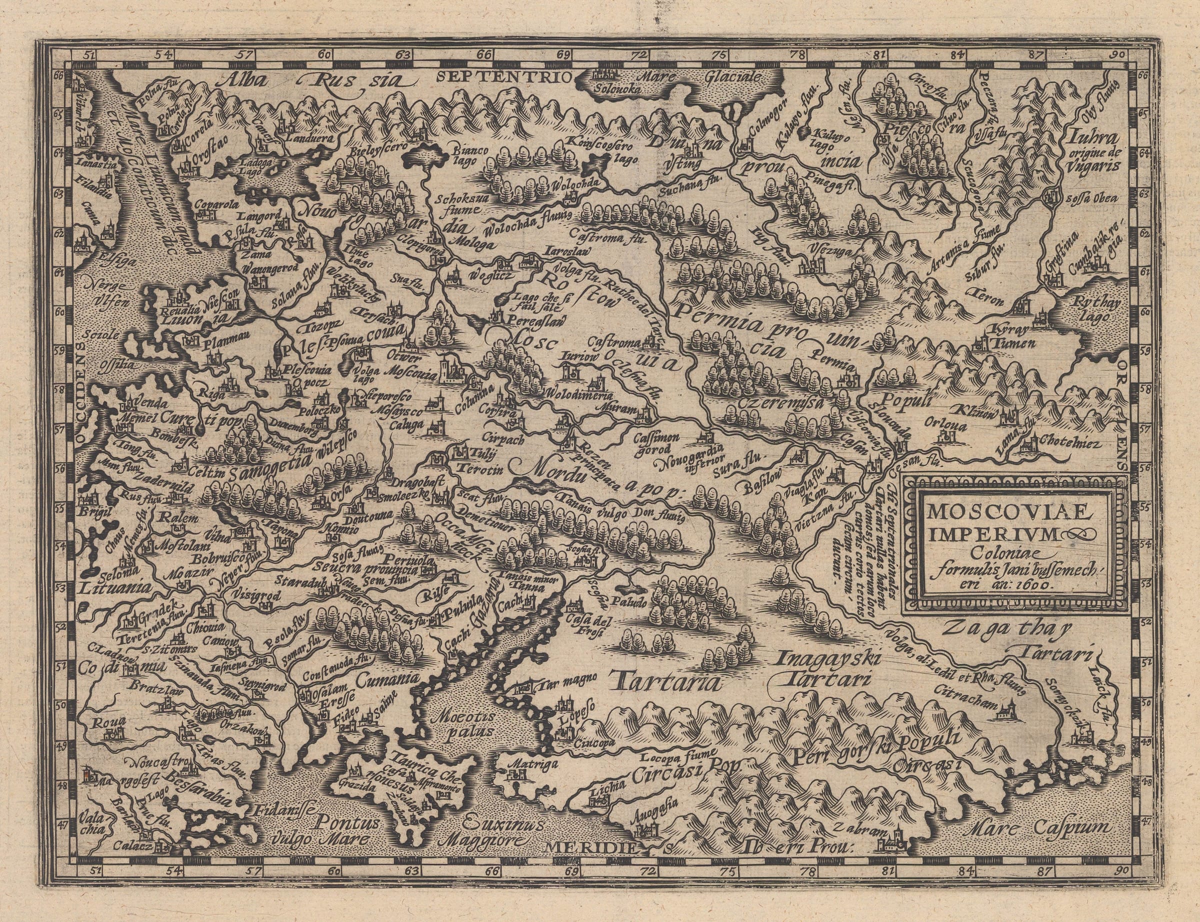 Matthias Quad, Empire of Muscovy or European Russia, 1600 | The Map House