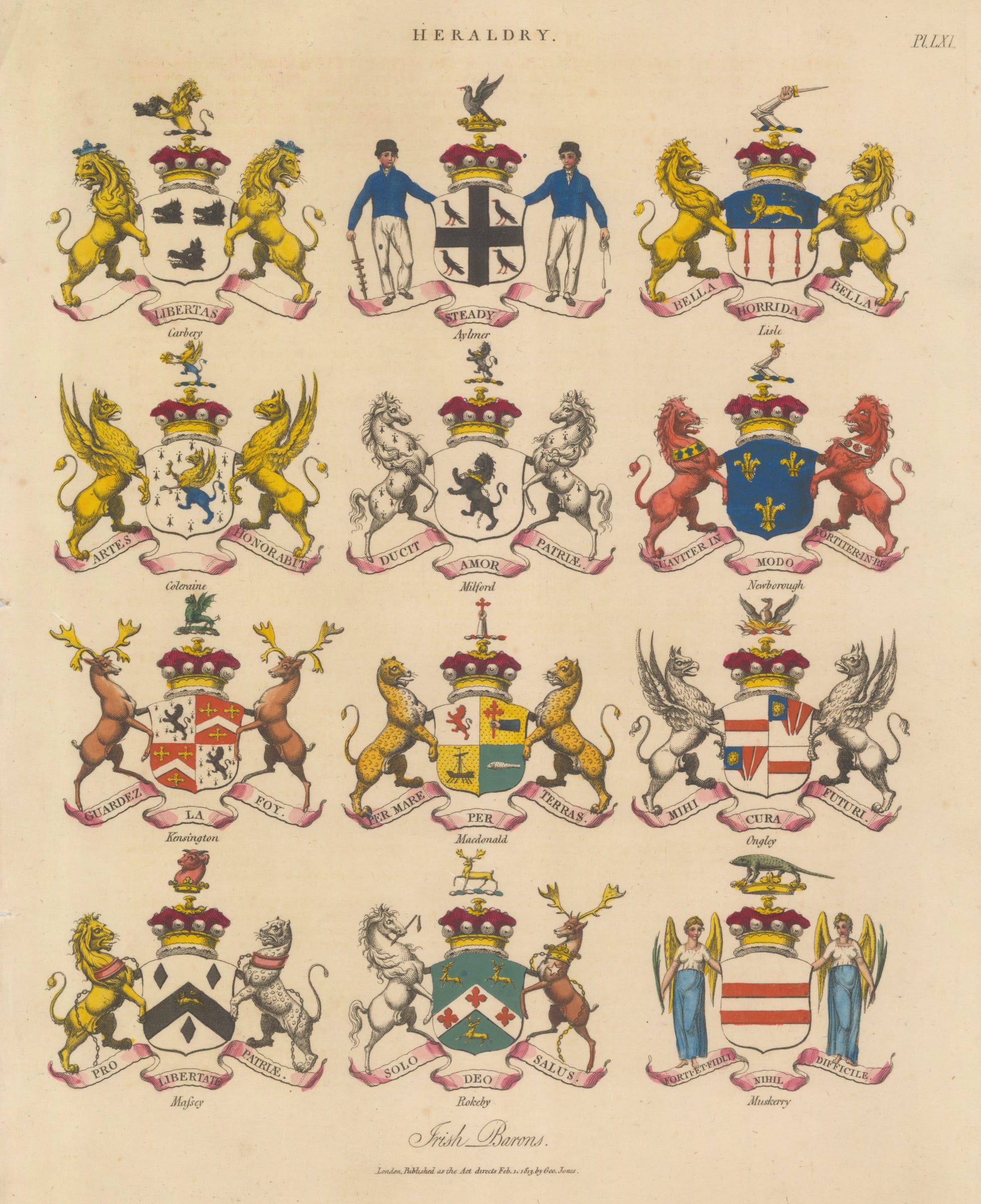 John Wilkes, Heraldry - Irish Barons, 1811 | The Map House