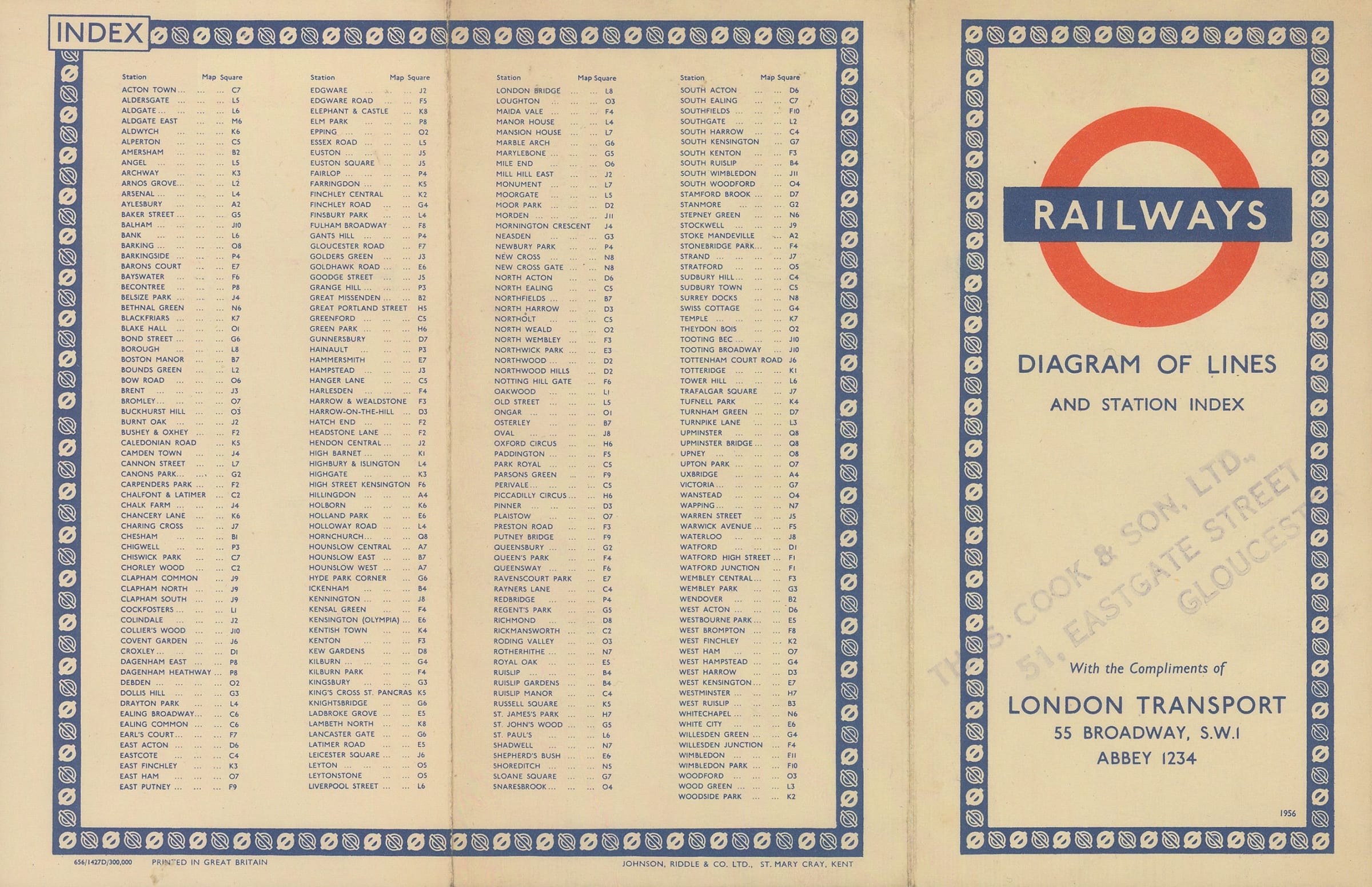 Harry Beck, London Underground Map, 1956 | The Map House