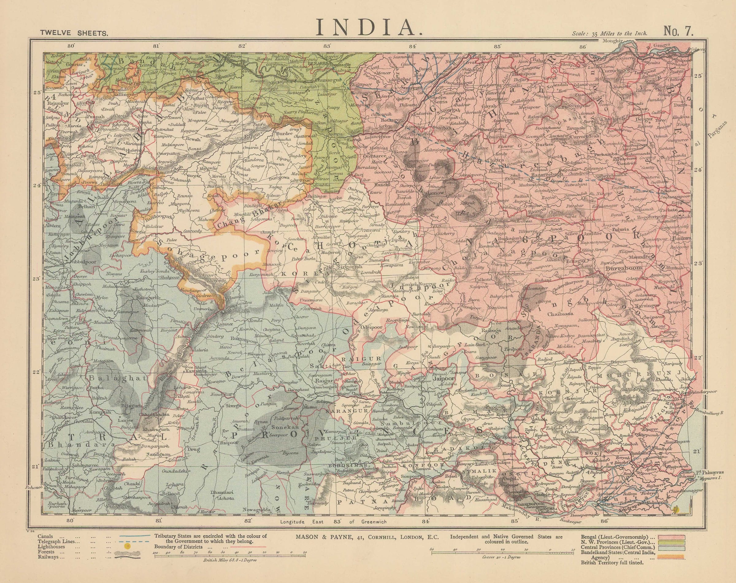 Letts & Son, India, 1892 | The Map House