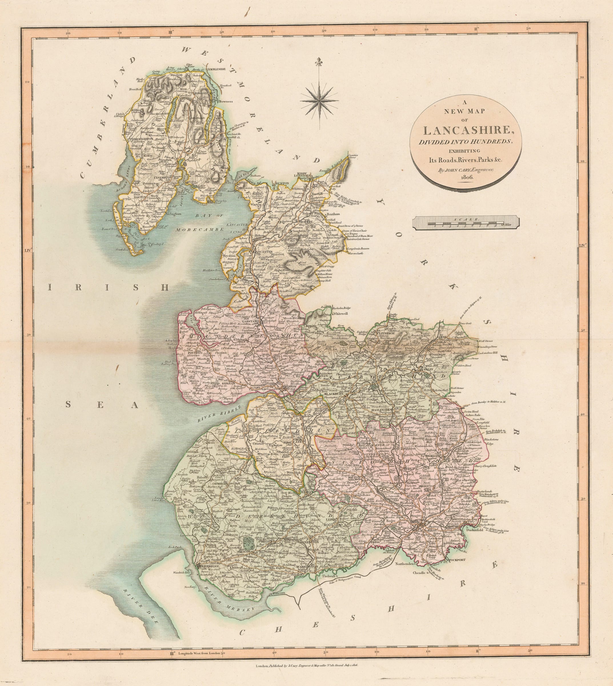 John Cary, A New Map of Lancashire, 1806 | The Map House