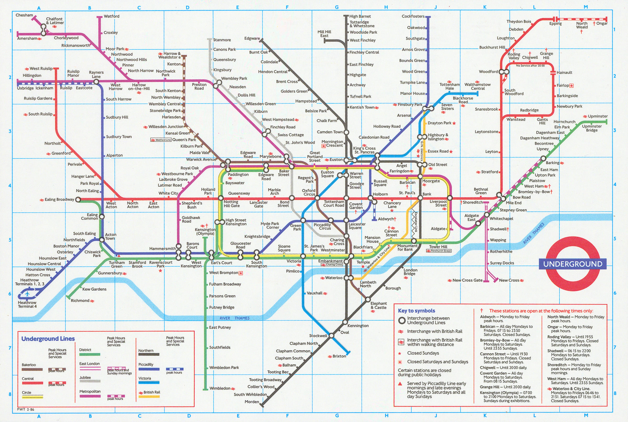 London Underground, London Underground Map, 1986 | The Map House
