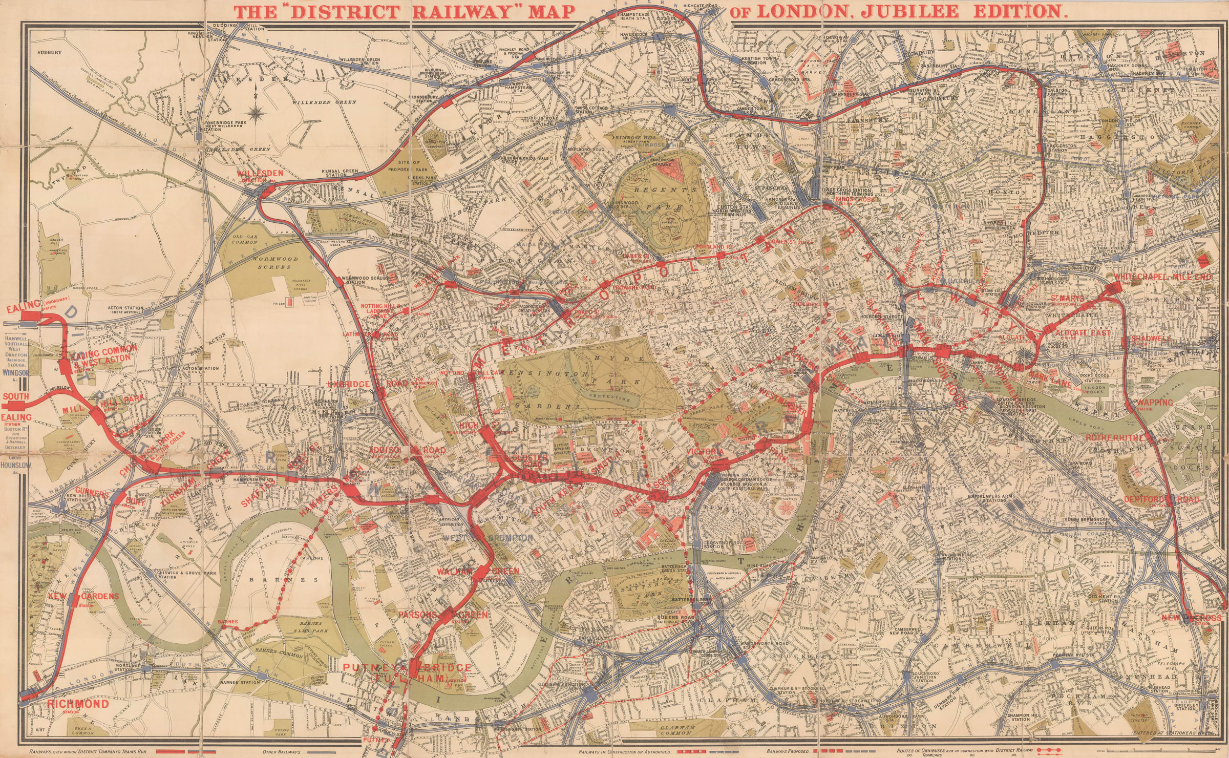 W.J. Adams & Sons, The "District Railway" Map of London - Jubilee ...