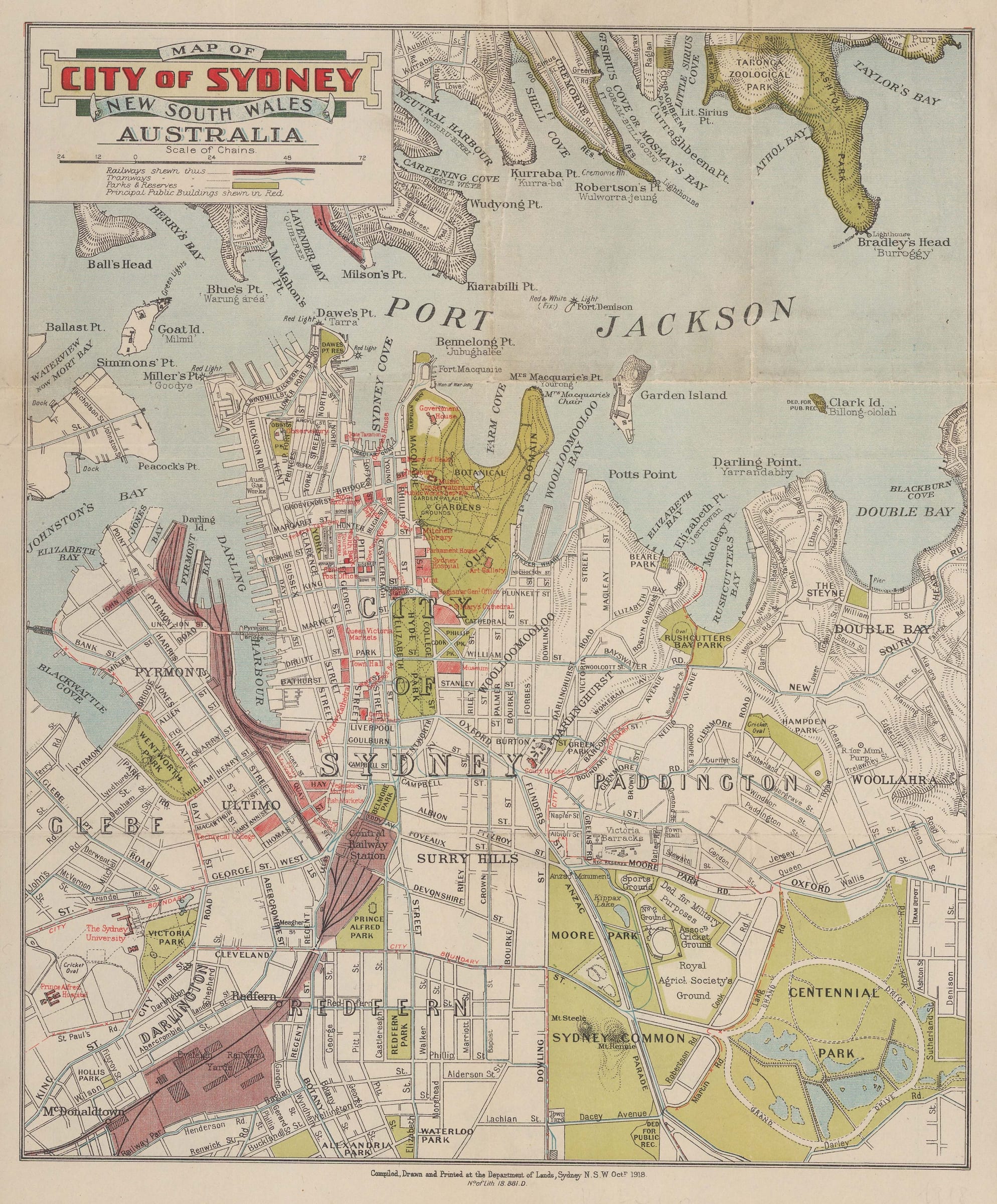 Dept. of Lands, Map of the City of Sydney, 1918 | The Map House