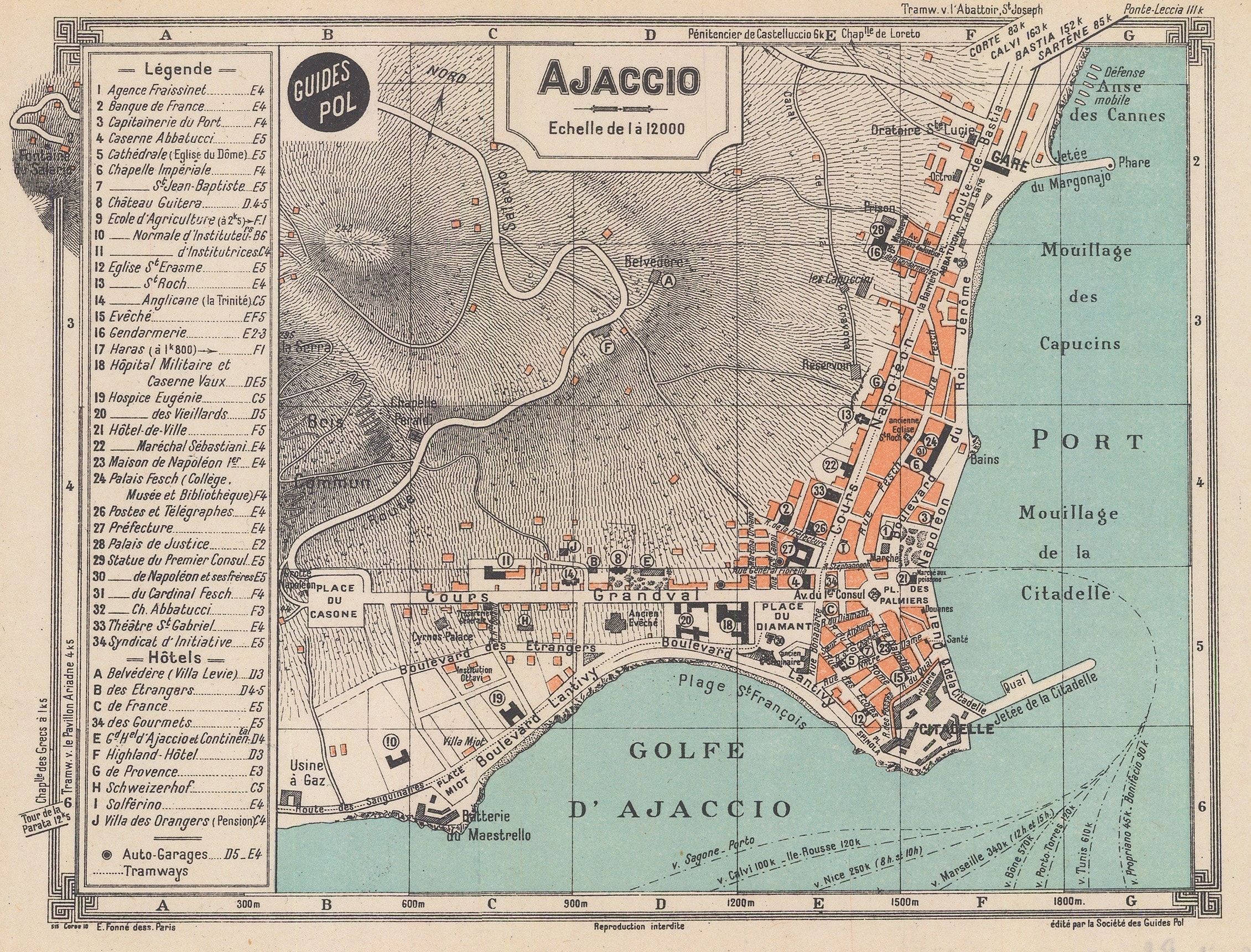 Ajaccio Map AJACCIO France Map Print | Map Of Ajaccio | Digital Wall