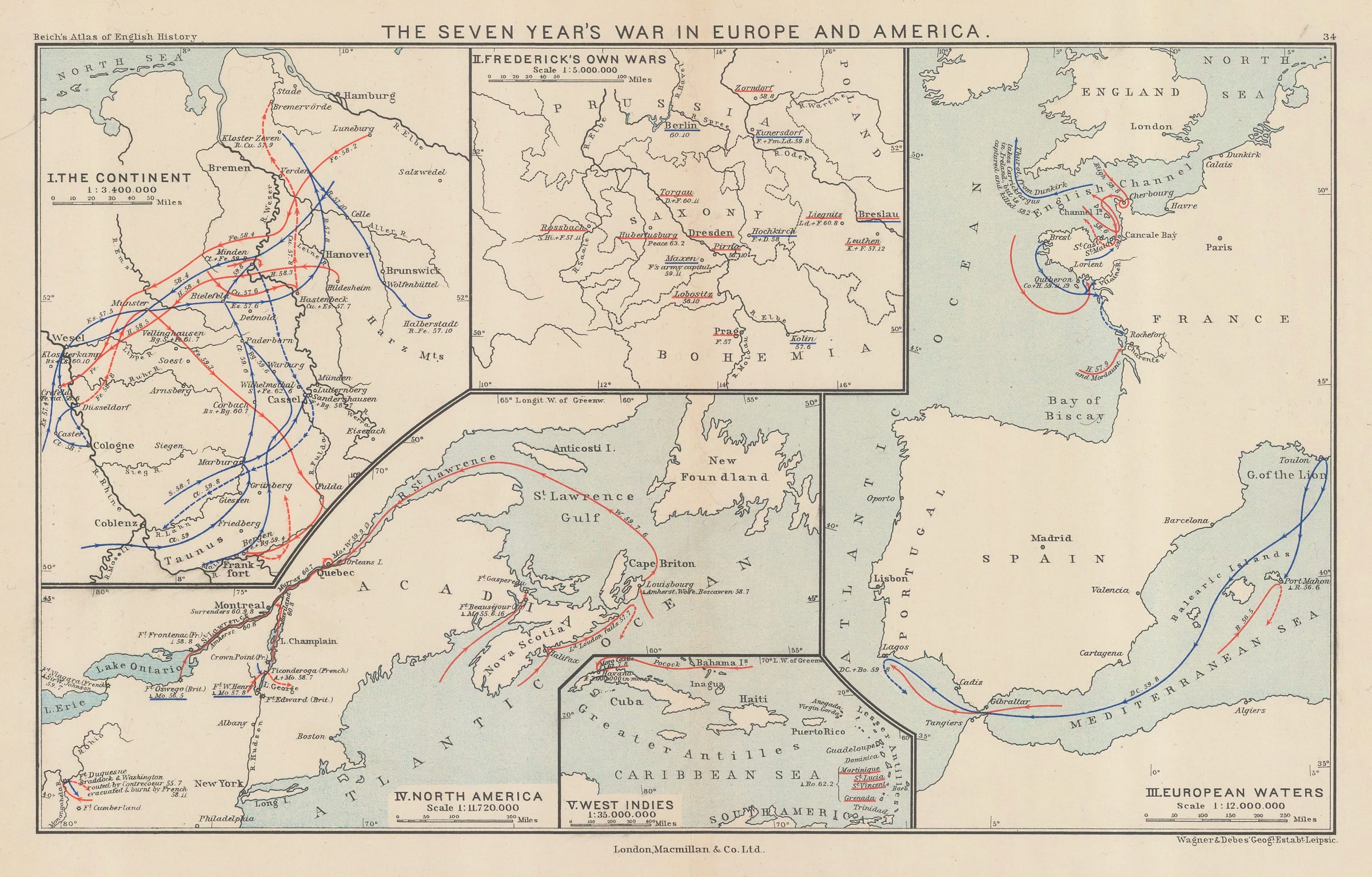 Emil Reich, The Seven Years' War in Europe and America, 1903 | The Map ...