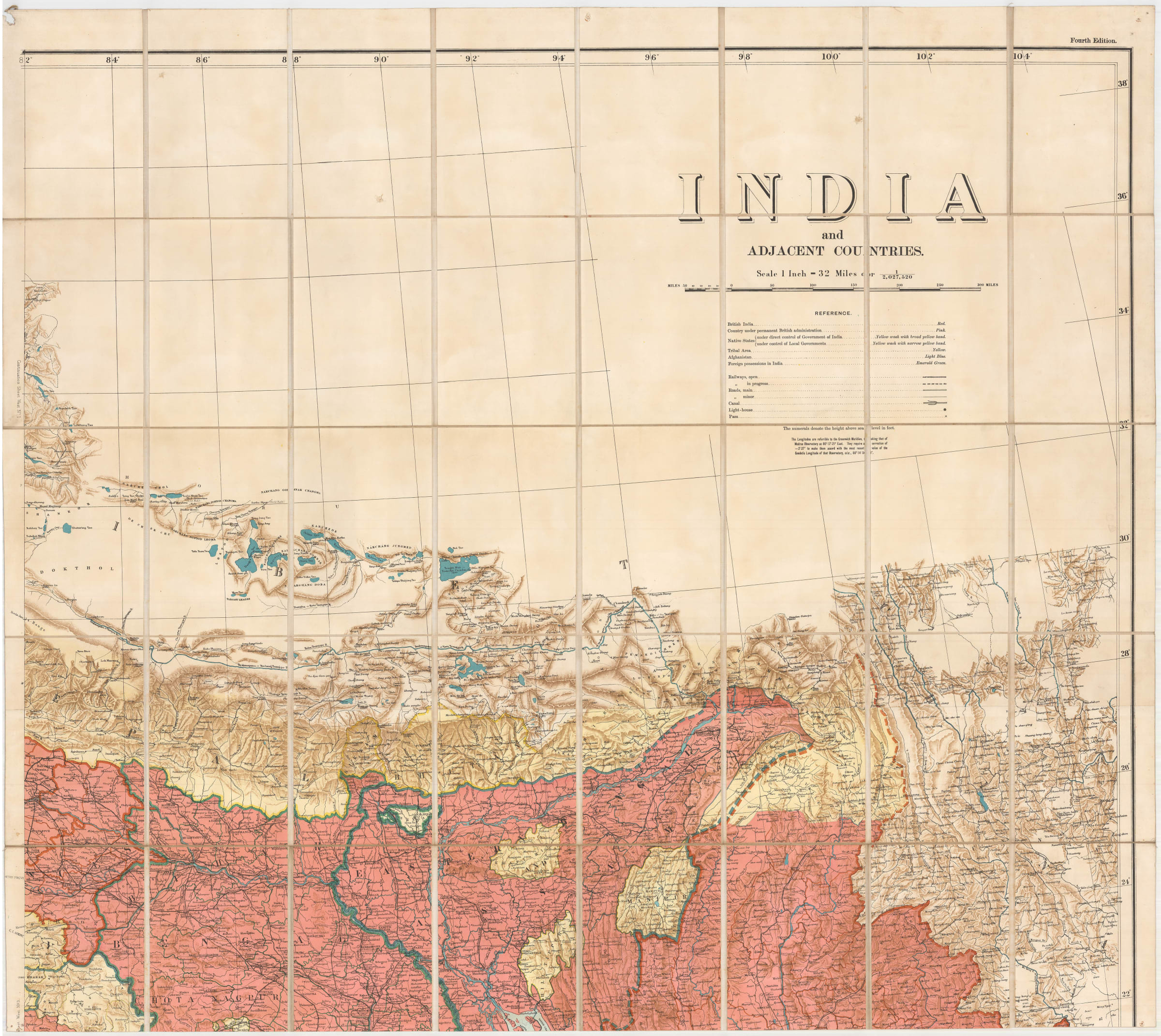 Survey of India, India and Adjacent Countries, 1908 | The Map House