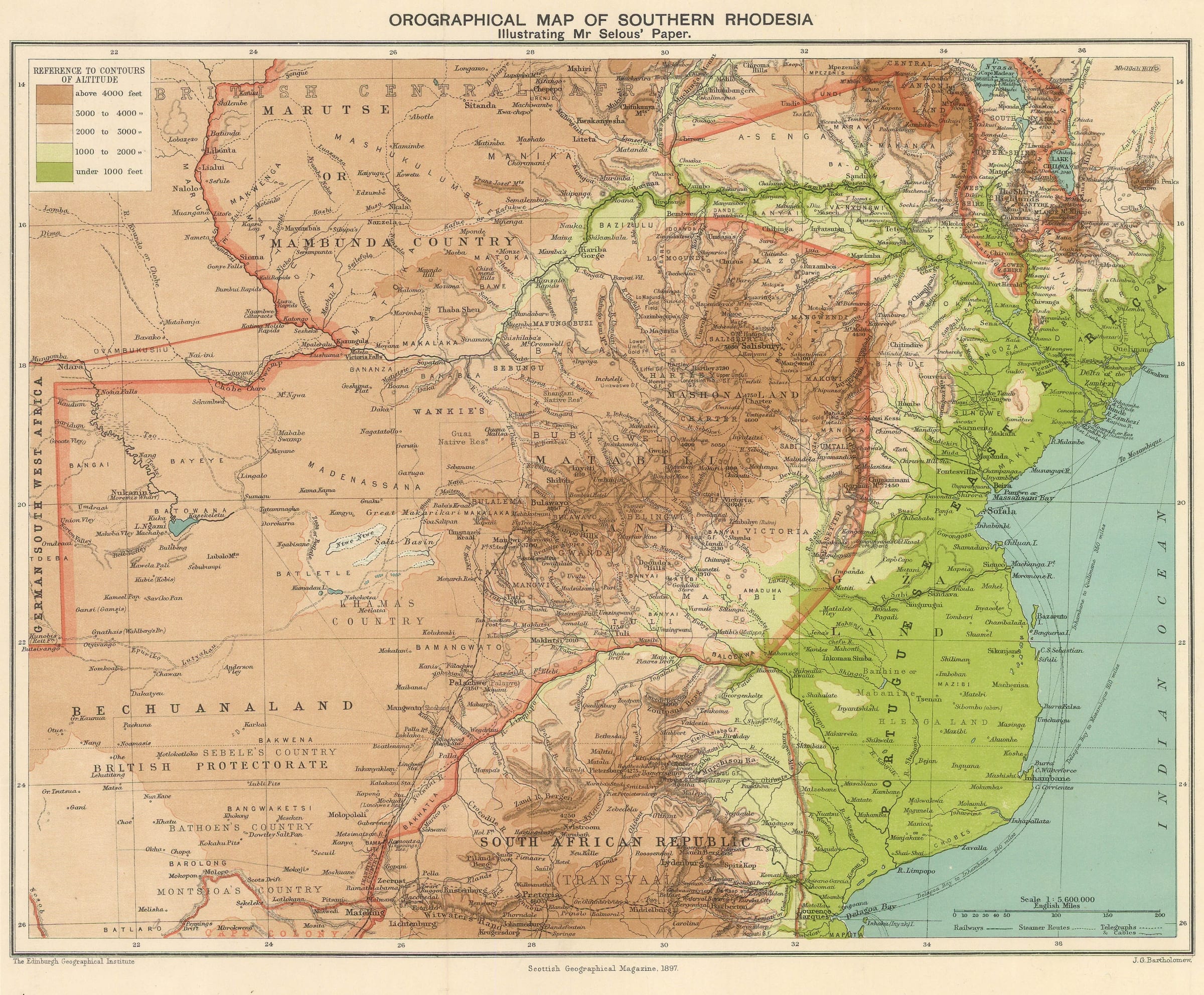 Scottish Geographical Society (SGS), Orographical map of Southern ...