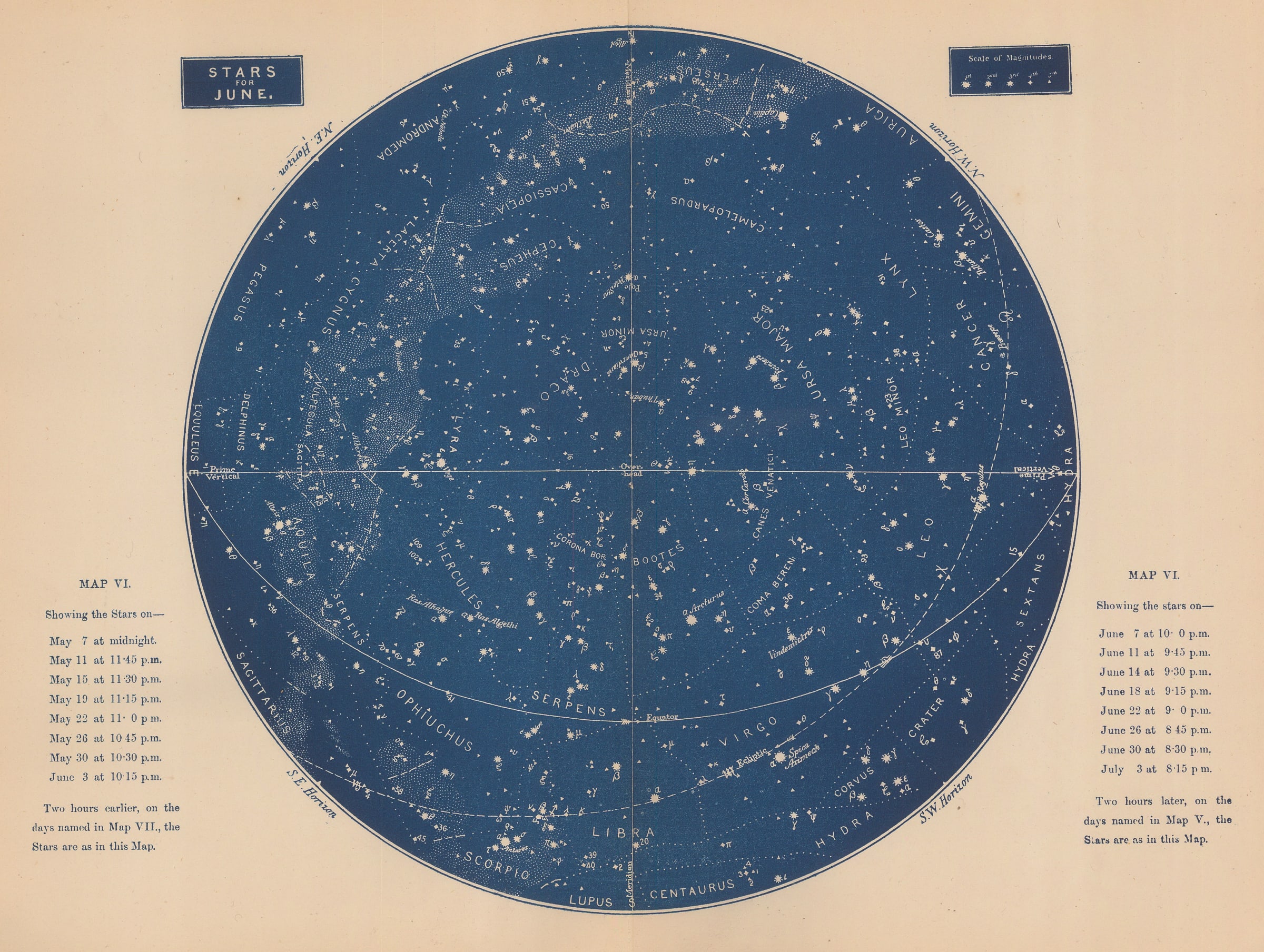 Richard Anthony Proctor, Map VI - June, 1884 | The Map House