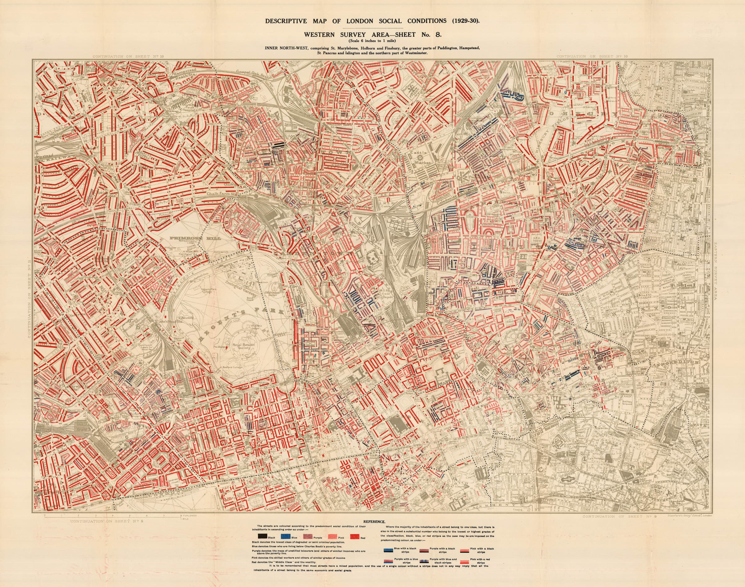 Charles Booth, Descriptive Map of London Social Conditions (1929-1930 ...