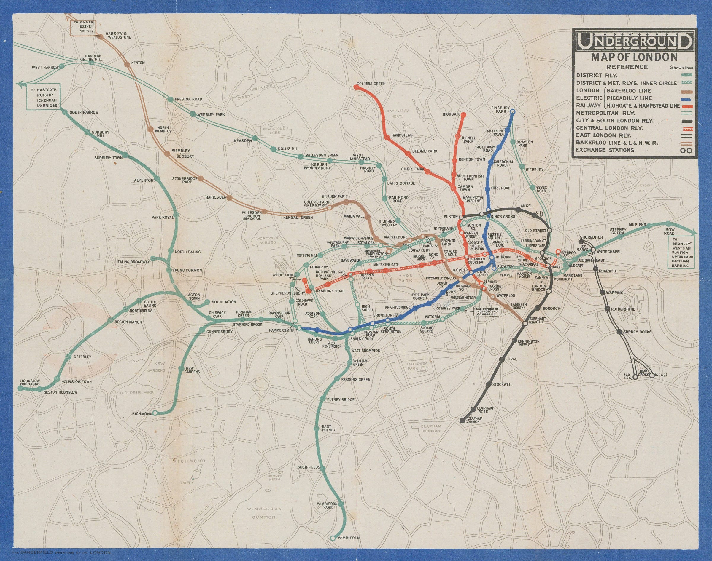 London Underground, Map of the Electric Railways of London, 1919 | The ...