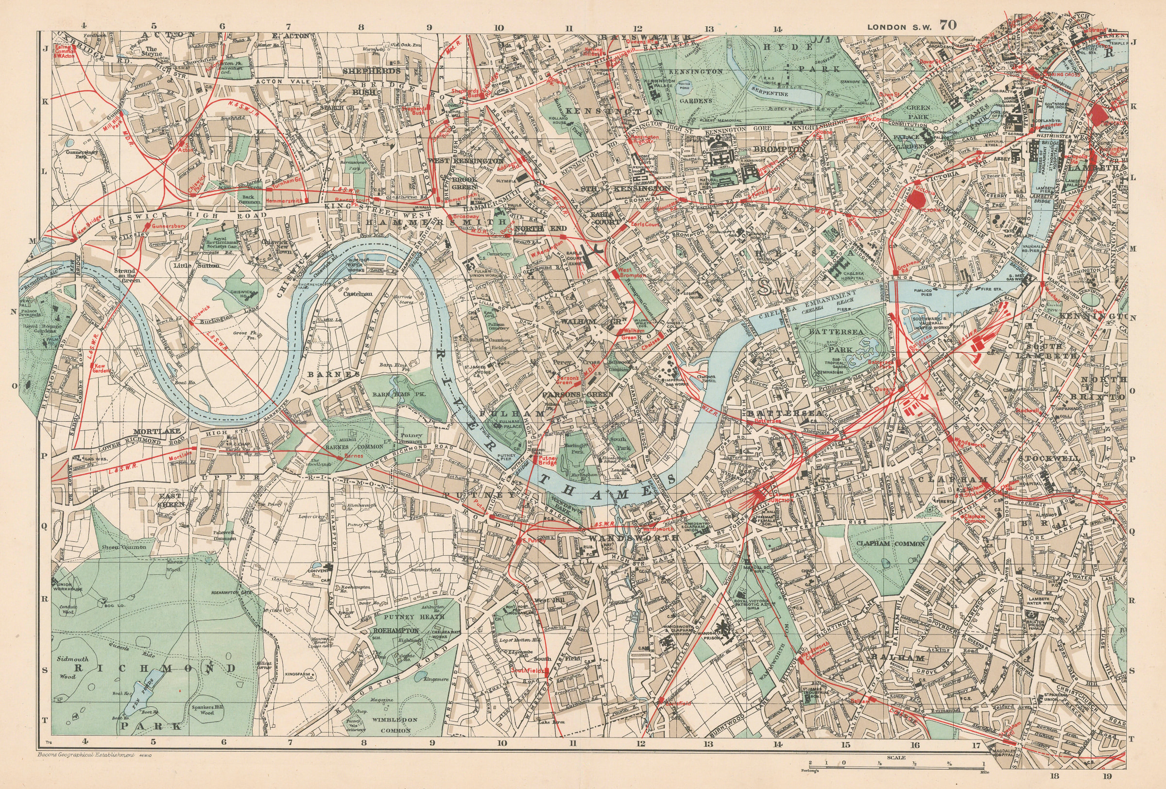 George W. Bacon, West and Southwest London, 1910 c | The Map House