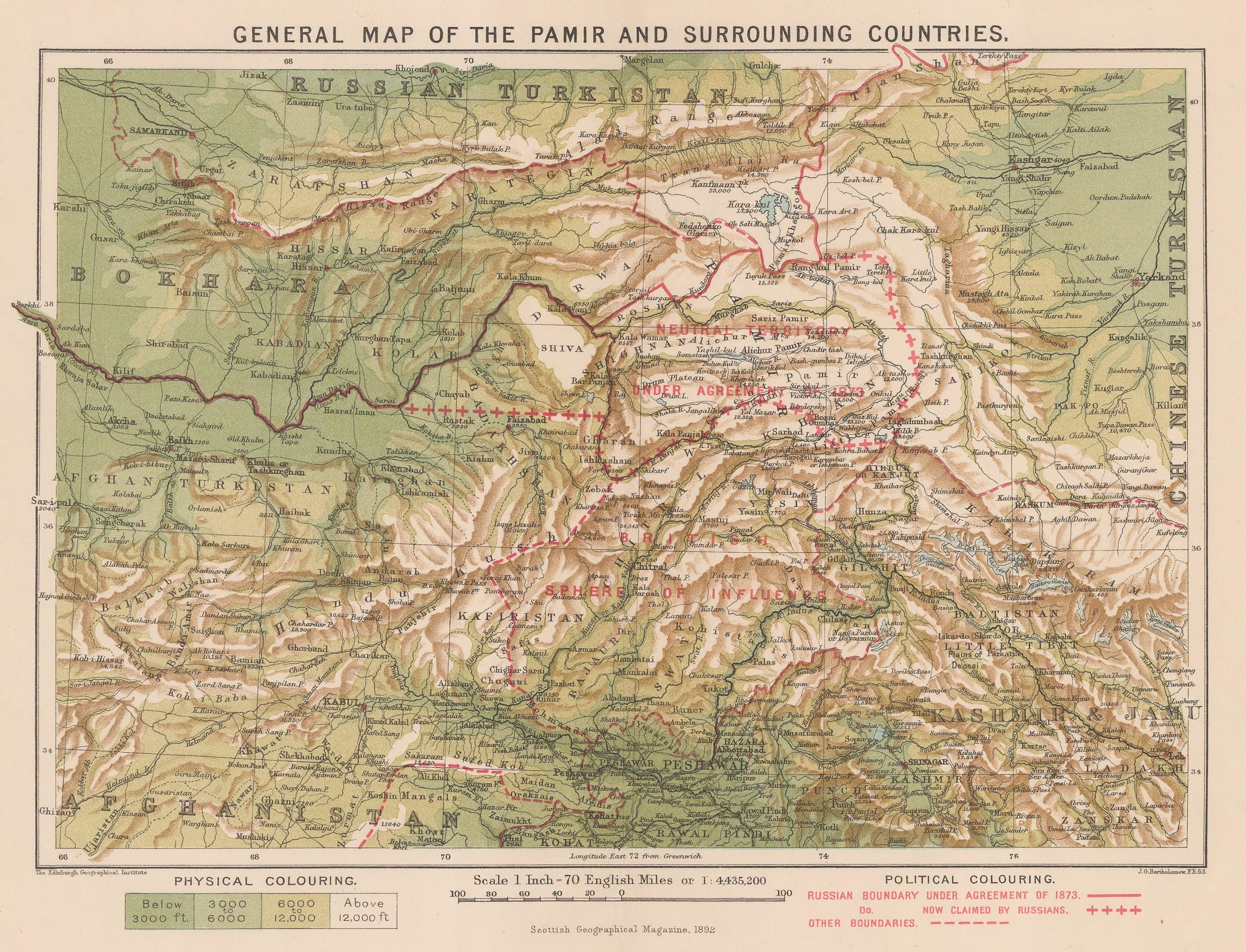 Scottish Geographical Society (SGS), General Map of Pamir and ...