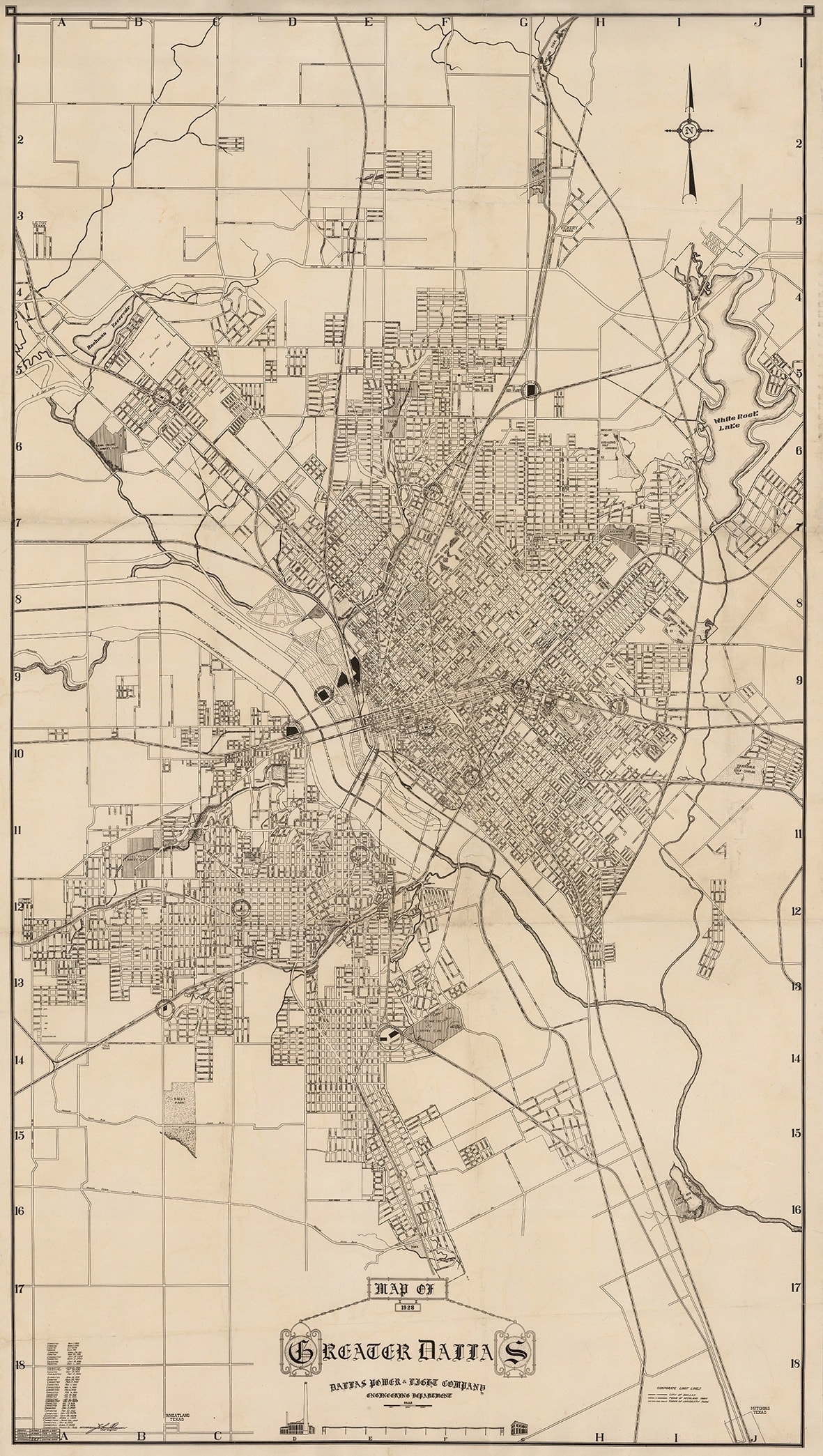Dallas Power & Light, Map of Greater Dallas, 1933 | The Map House