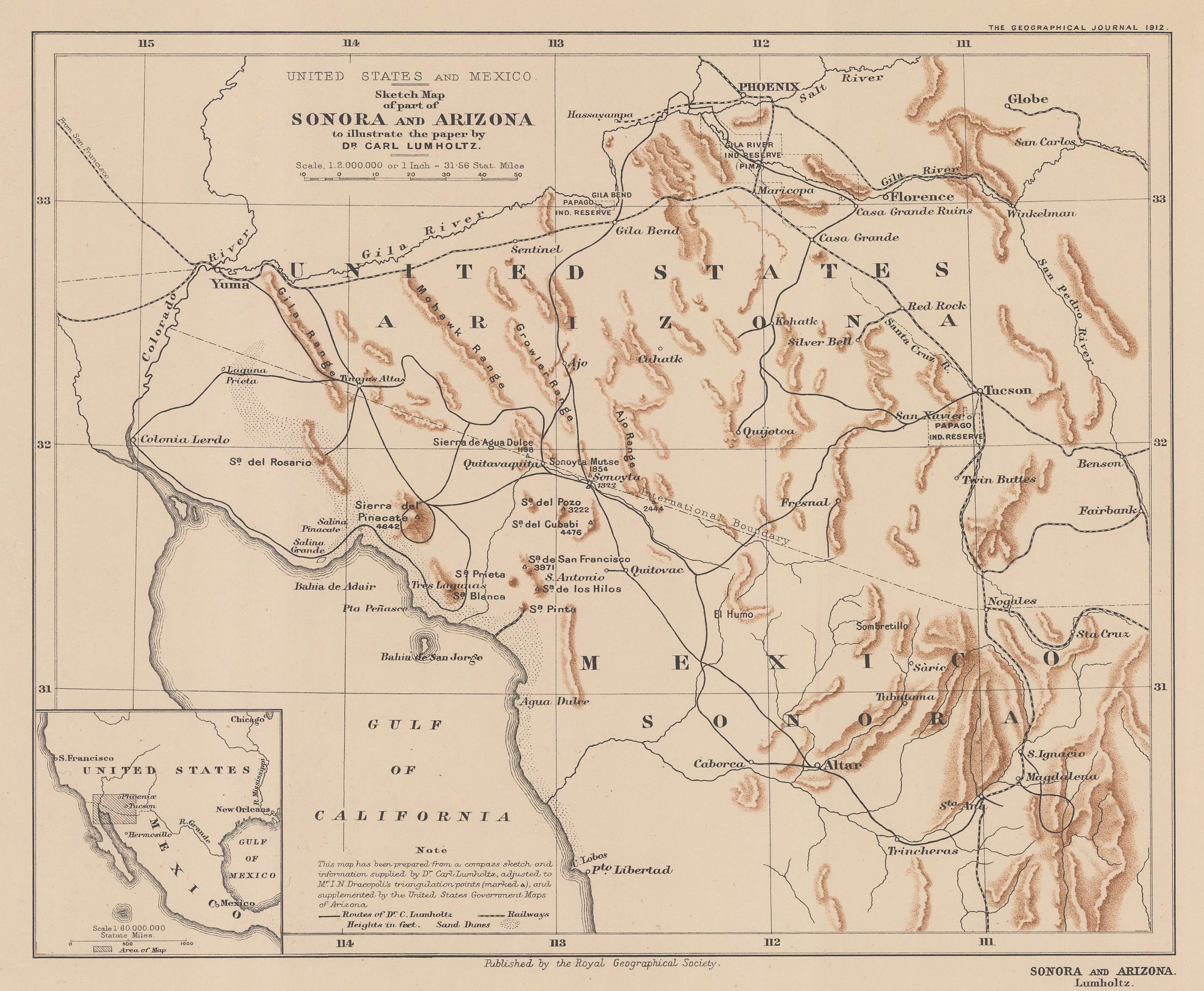 Royal Geographical Society (RGS), United States and Mexico - Sketch Map ...