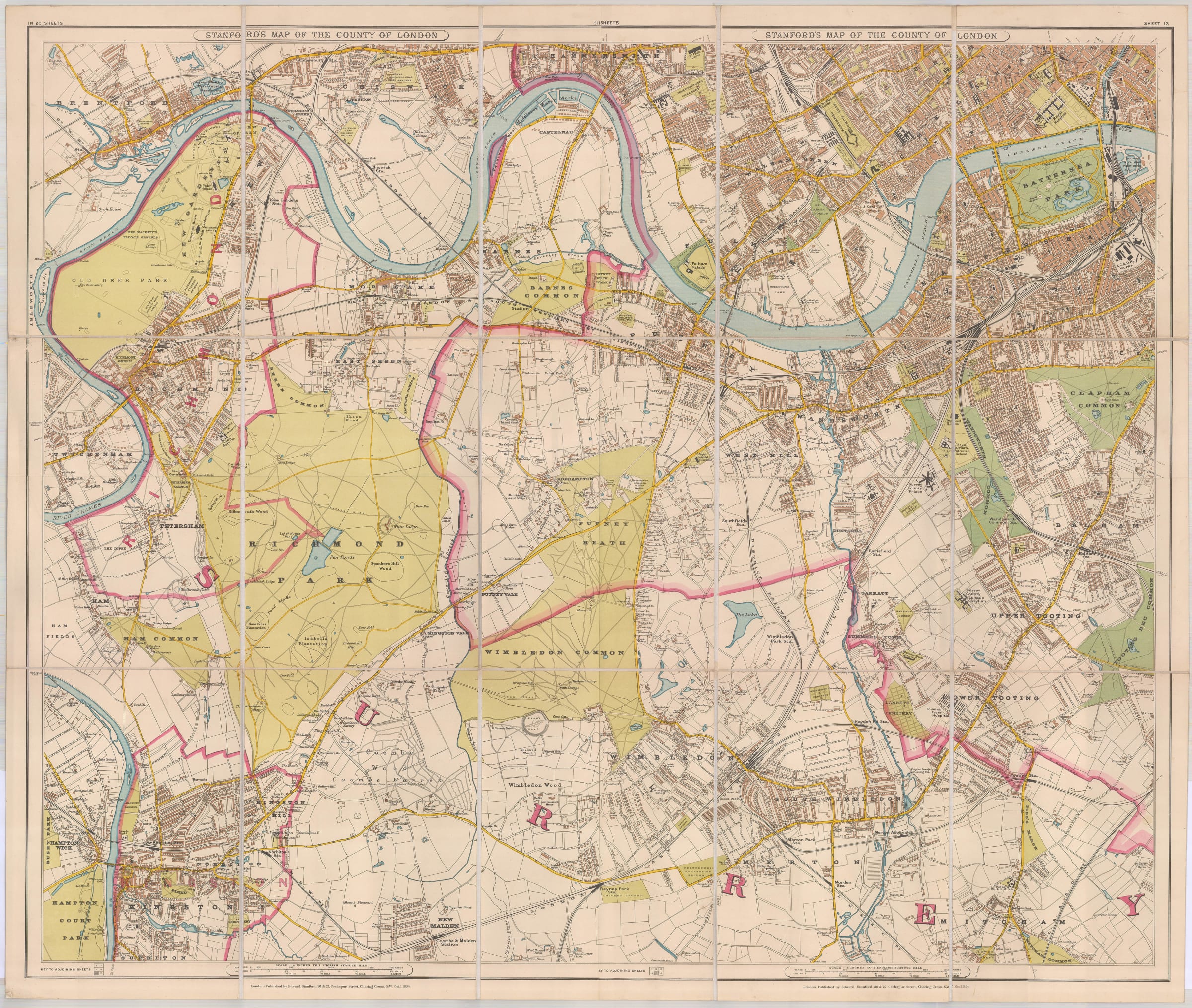 Edward Stanford, New Map of the County of London, 1894 | The Map House