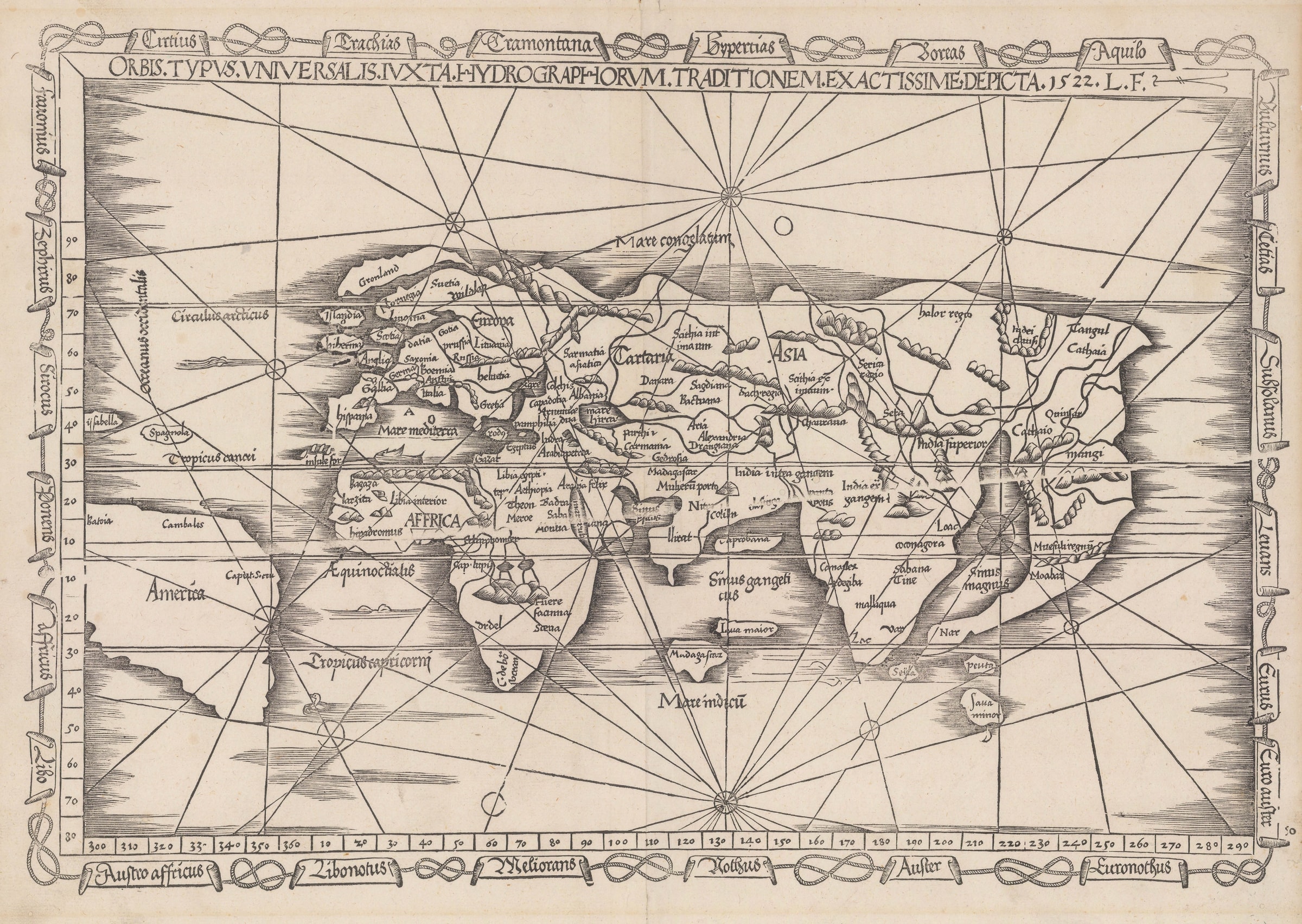 Laurent Fries, The Third Printed World Map to use the name 'America ...
