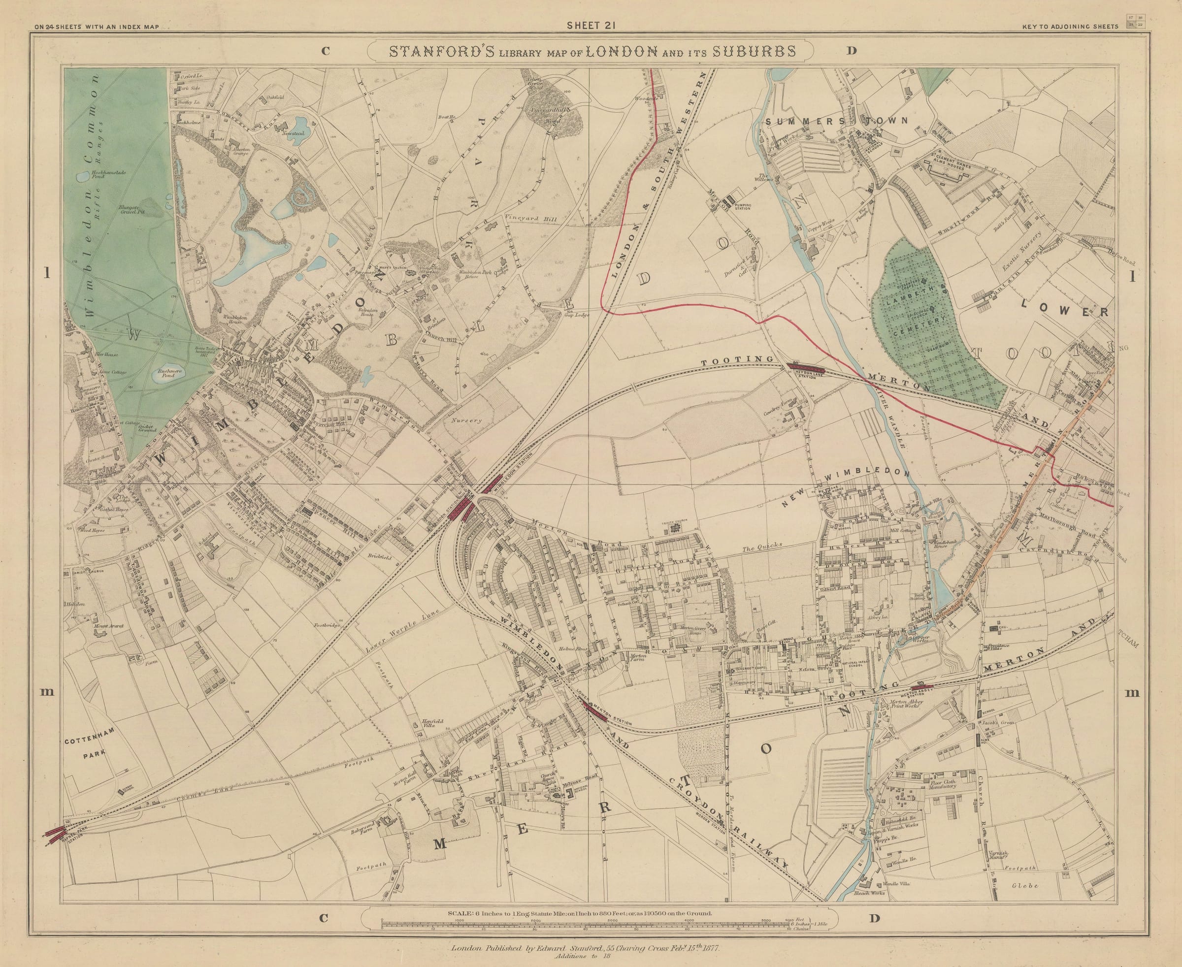 Edward Stanford, Wimbledon & Merton, 1877 | The Map House