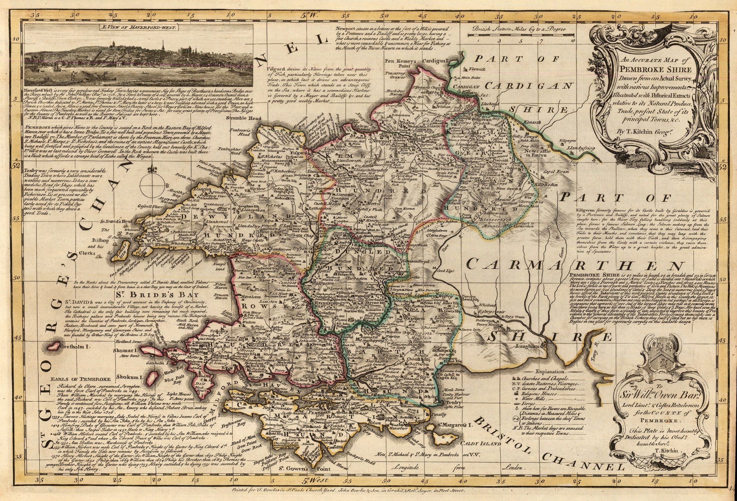 Thomas Kitchin, An Accurate Map of Pembroke Shire, 1760 c. | The Map House