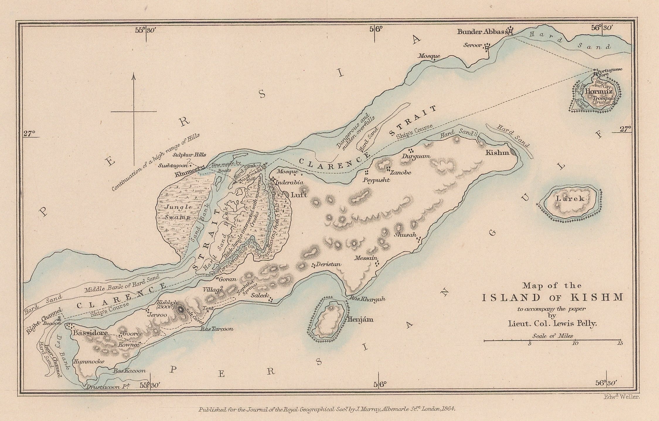 Royal Geographical Society (RGS), Map of the Island of Kishm, 1864 ...