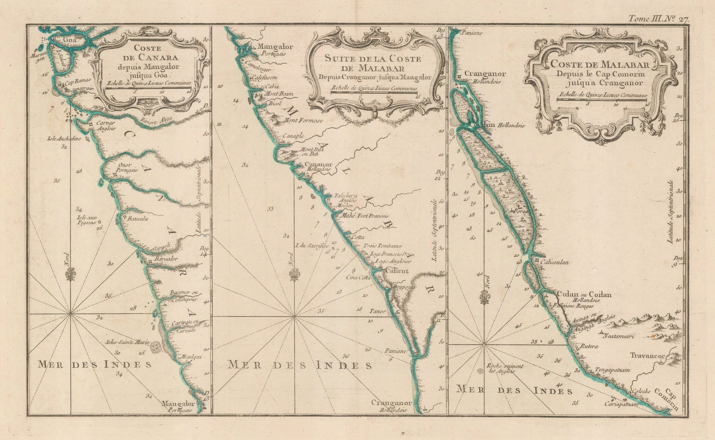 Jacques-Nicolas Bellin, Coasts of Malabar and Kanara, 1764 | The Map House