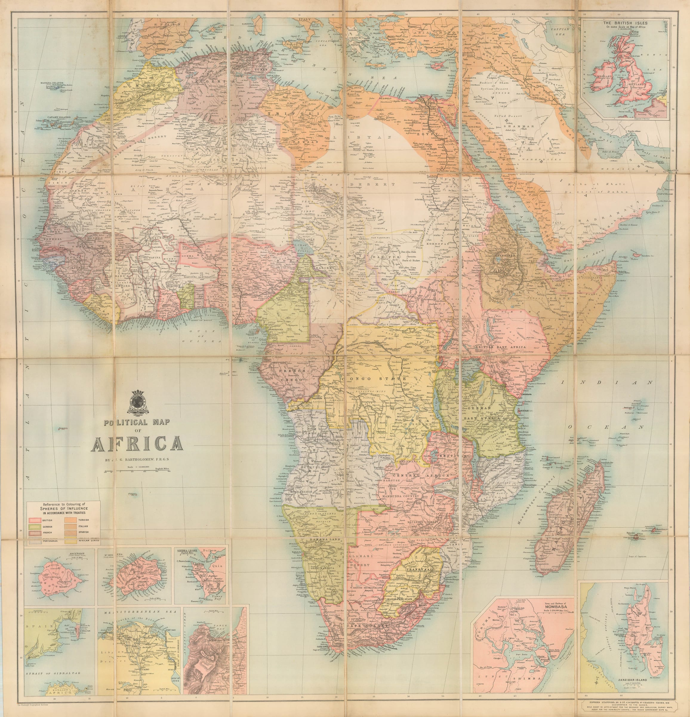 John Bartholomew & Co., Political Map of Africa, 1890 (c.) | The Map House
