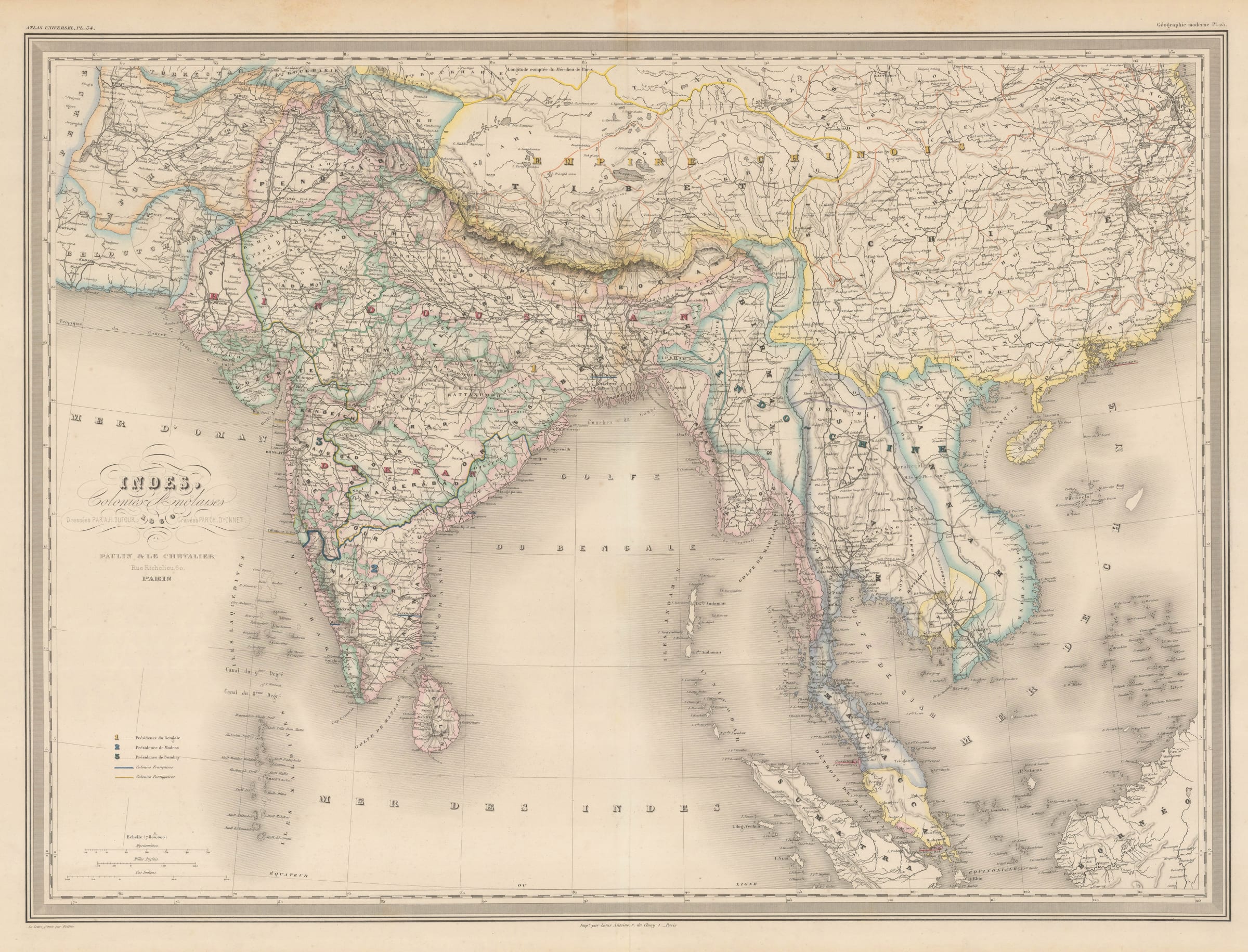 Auguste-Henri Dufour, Southeast Asia showing French and Portuguese ...