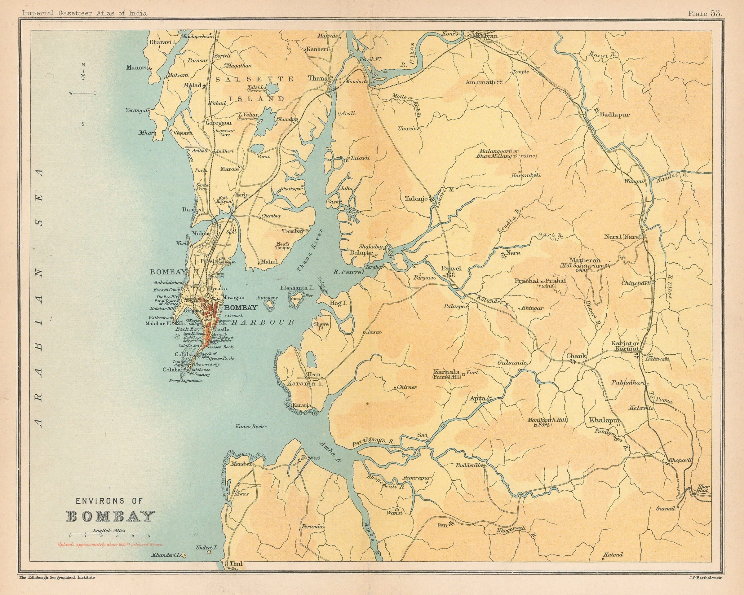 John Bartholomew & Co., Environs of Bombay (Mumbai), 1909 | The Map House