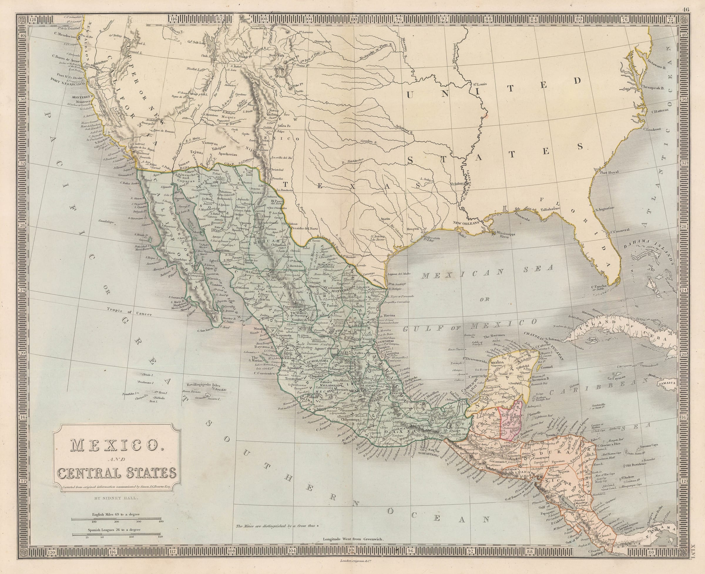 Sidney Hall Mexico And Central States 1850 C The Map House