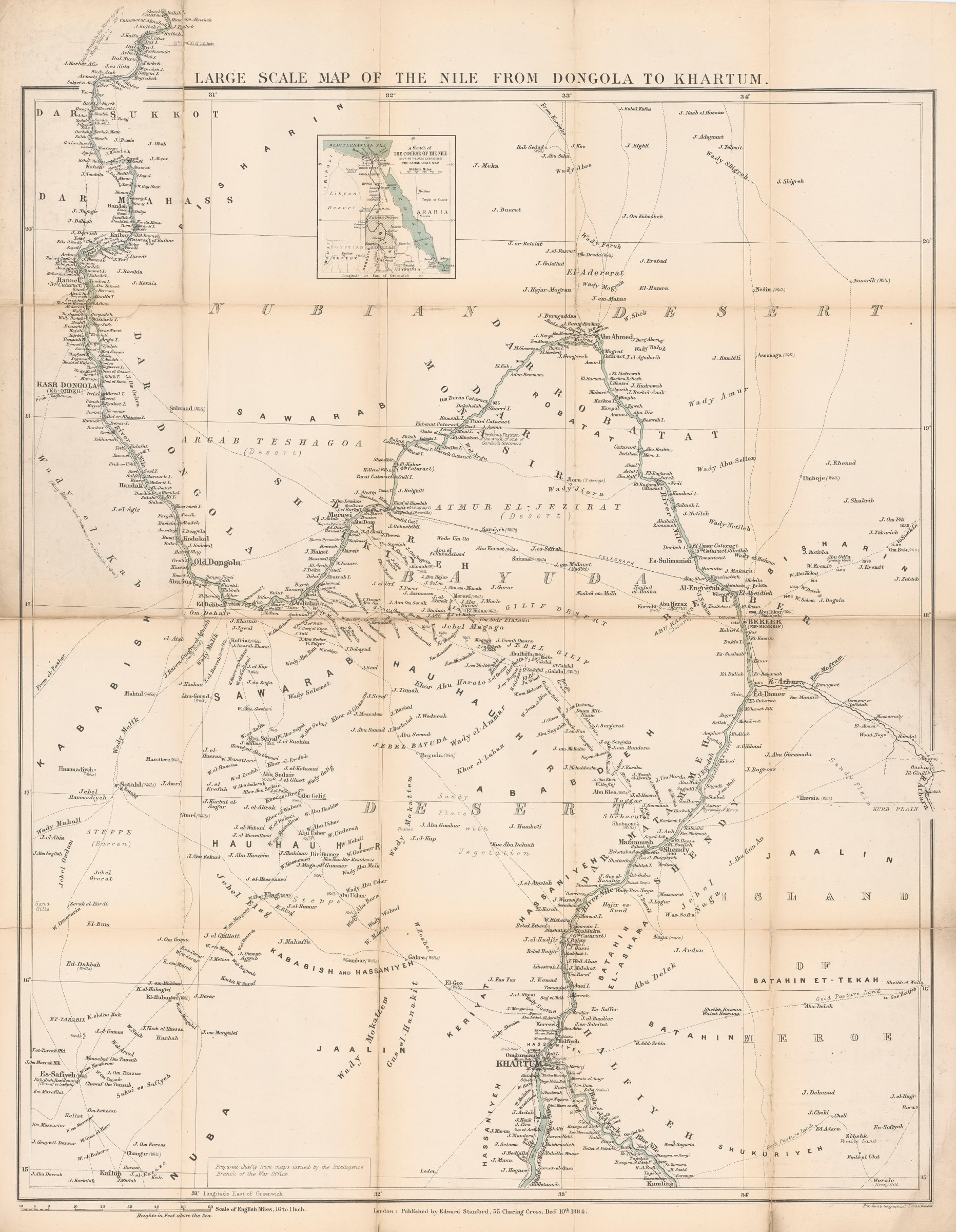 Edward Stanford, A Map of the Nile during the Siege of Khartoum, 1884 ...