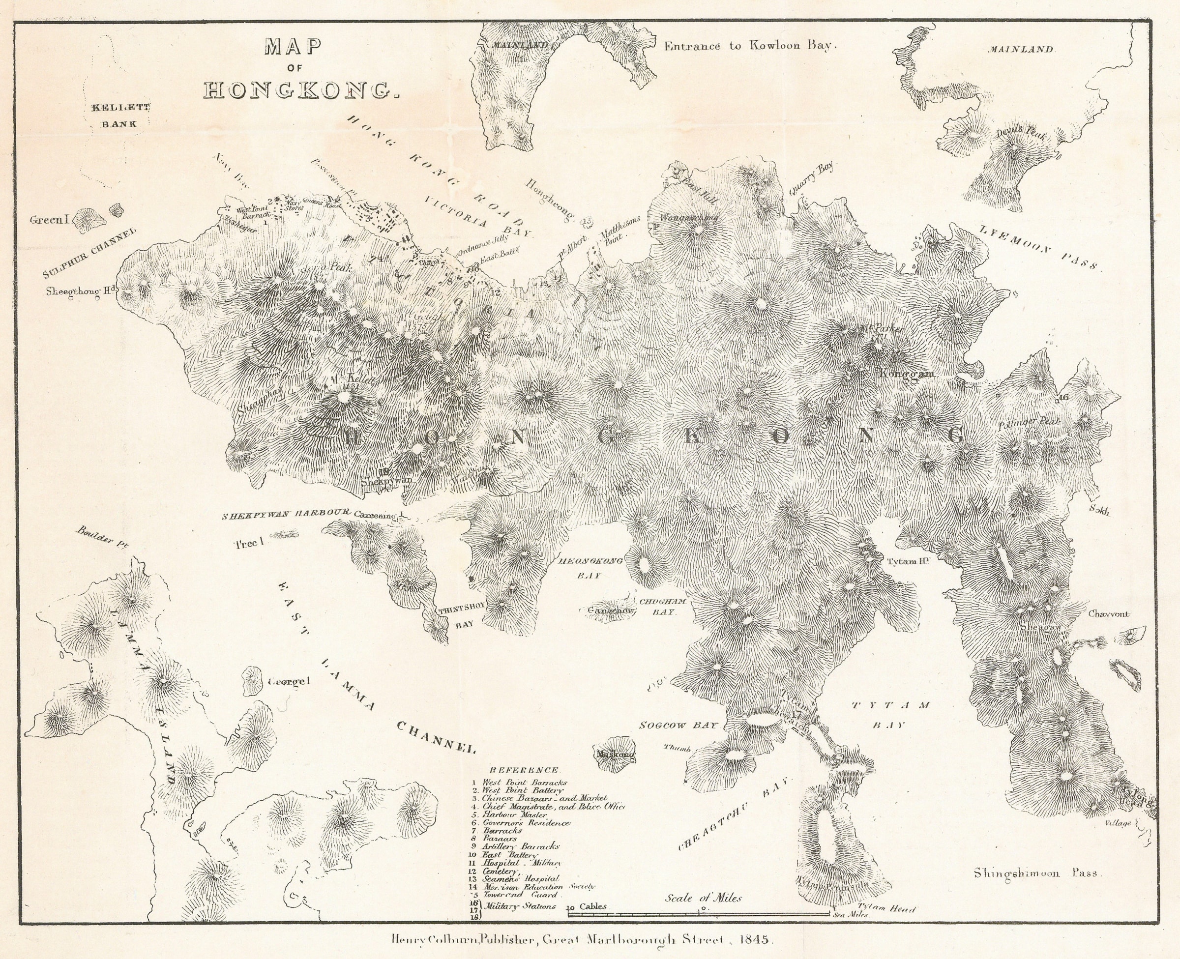 William Bernard, Map of Hong Kong, 1845 | The Map House