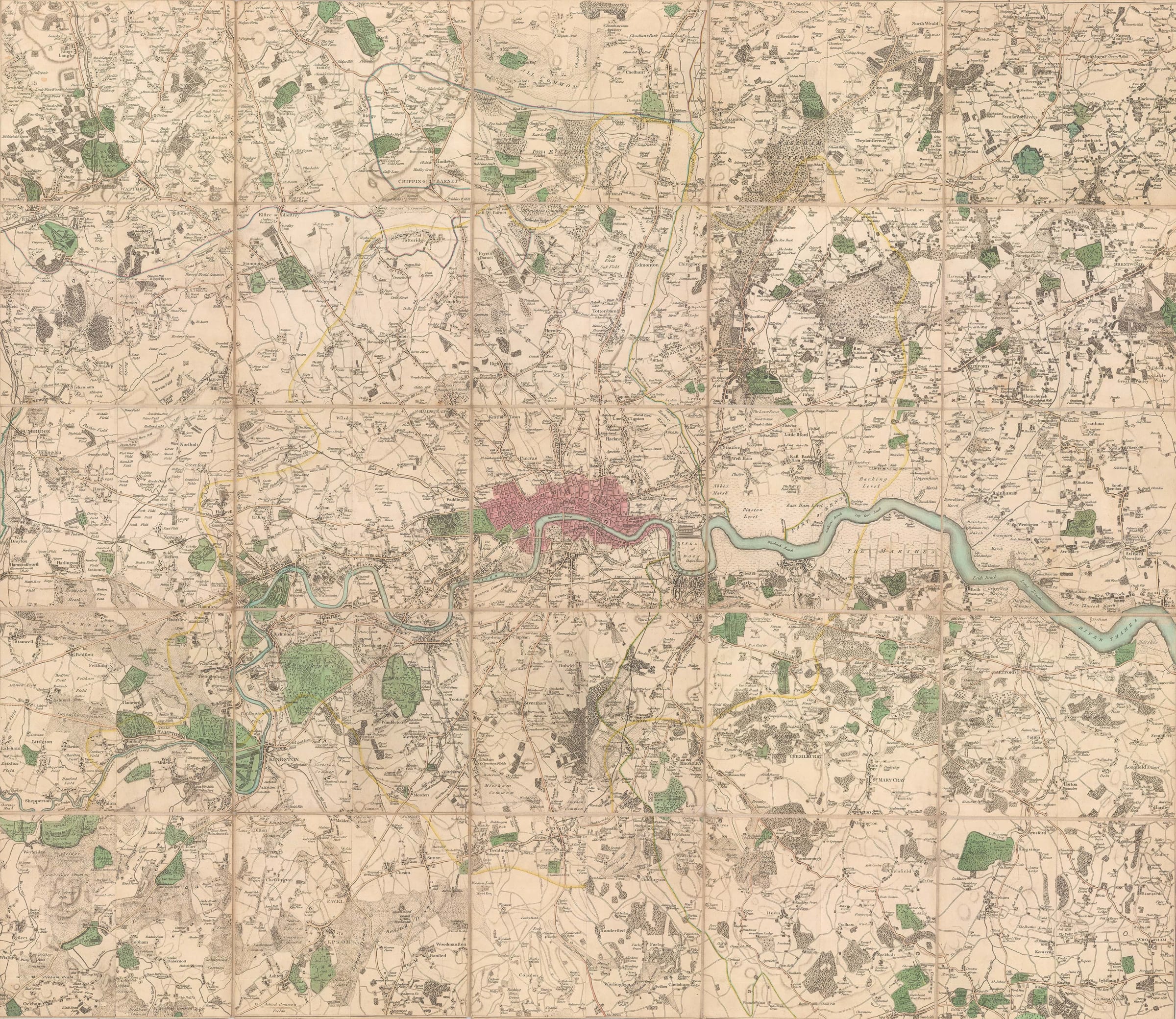Charles Smith, Map of the Country Fifteen Miles around London, 1823 ...