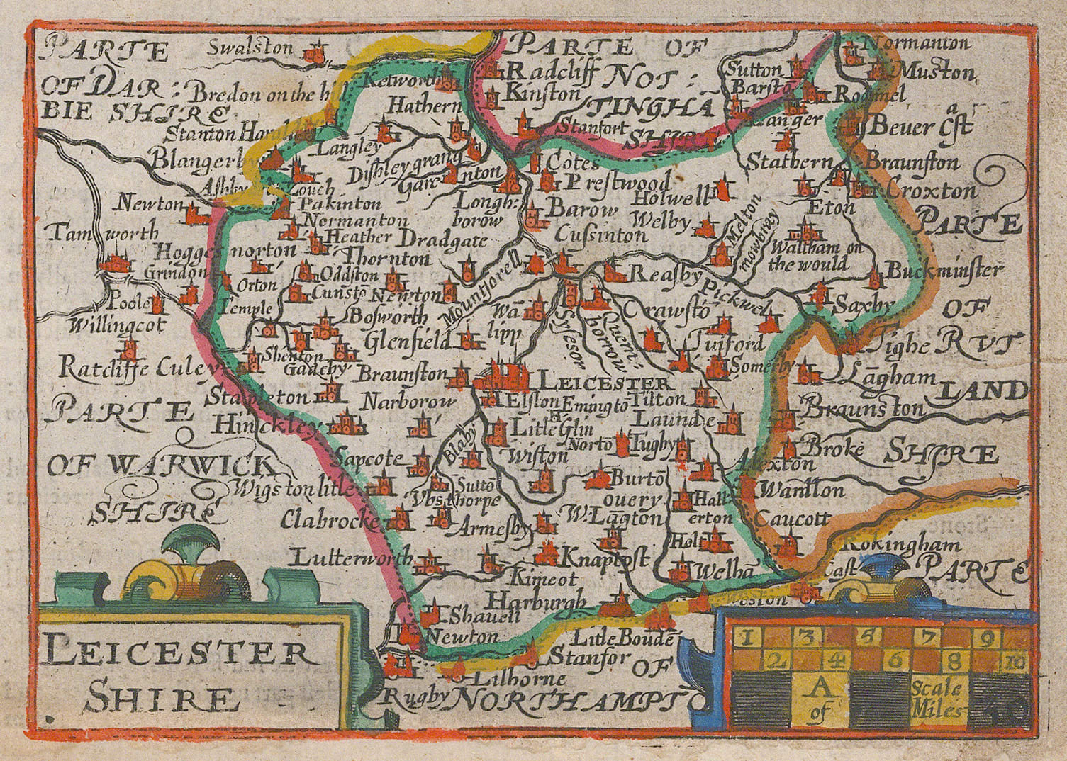 Pieter van den Keere, Leicester Shire, 1627 | The Map House