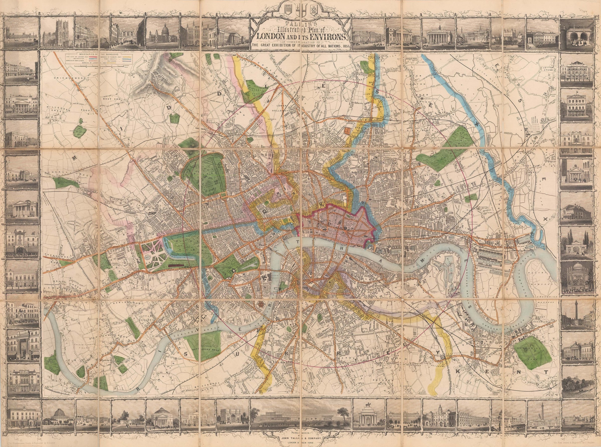 John Tallis, Tallis's Illustrated Plan of London and Environs, 1851 ...