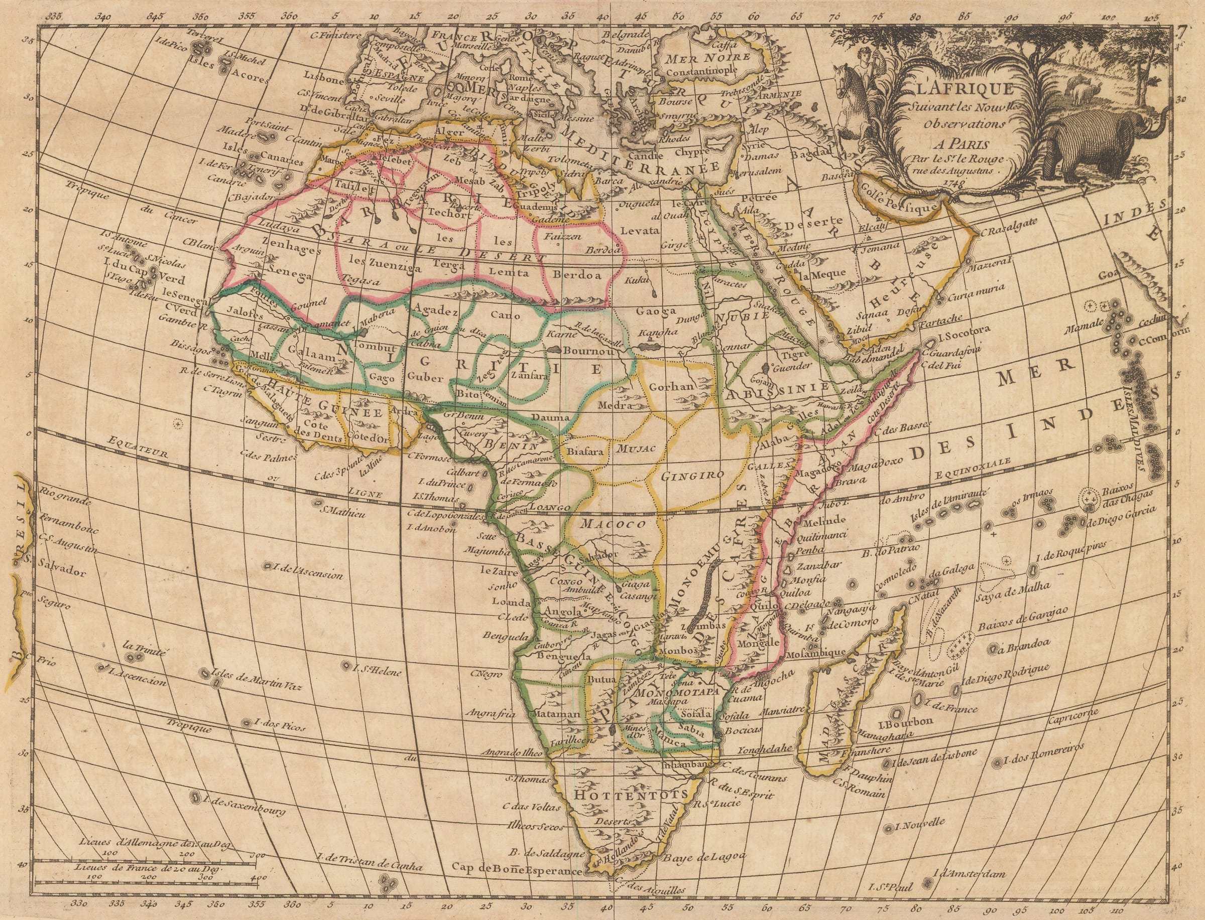 Georges-Louis Le Rouge, Africa according to New Observations, 1748 ...