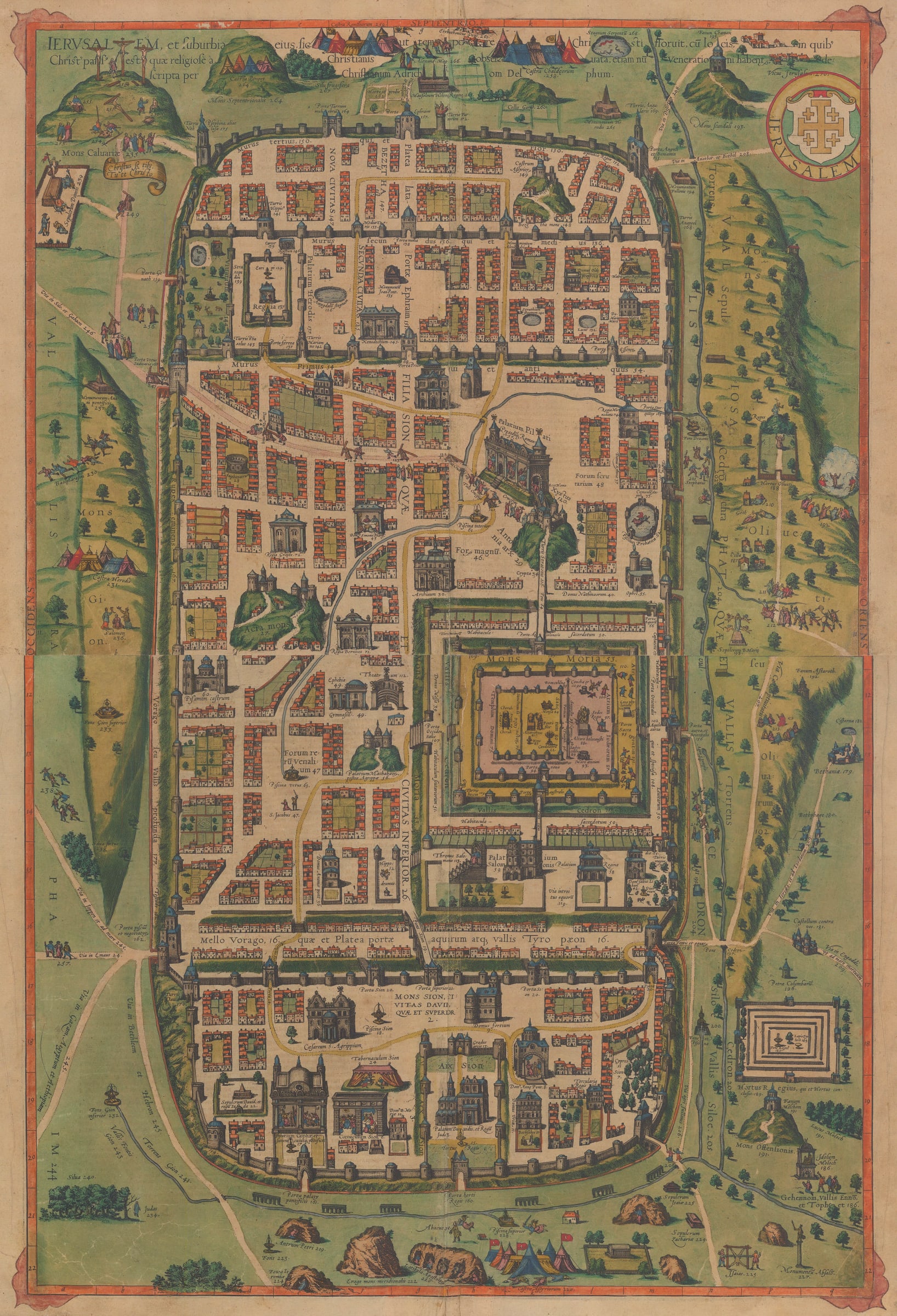 Georg Braun & Frans Hogenberg, Ancient Jerusalem, 1588 | The Map House