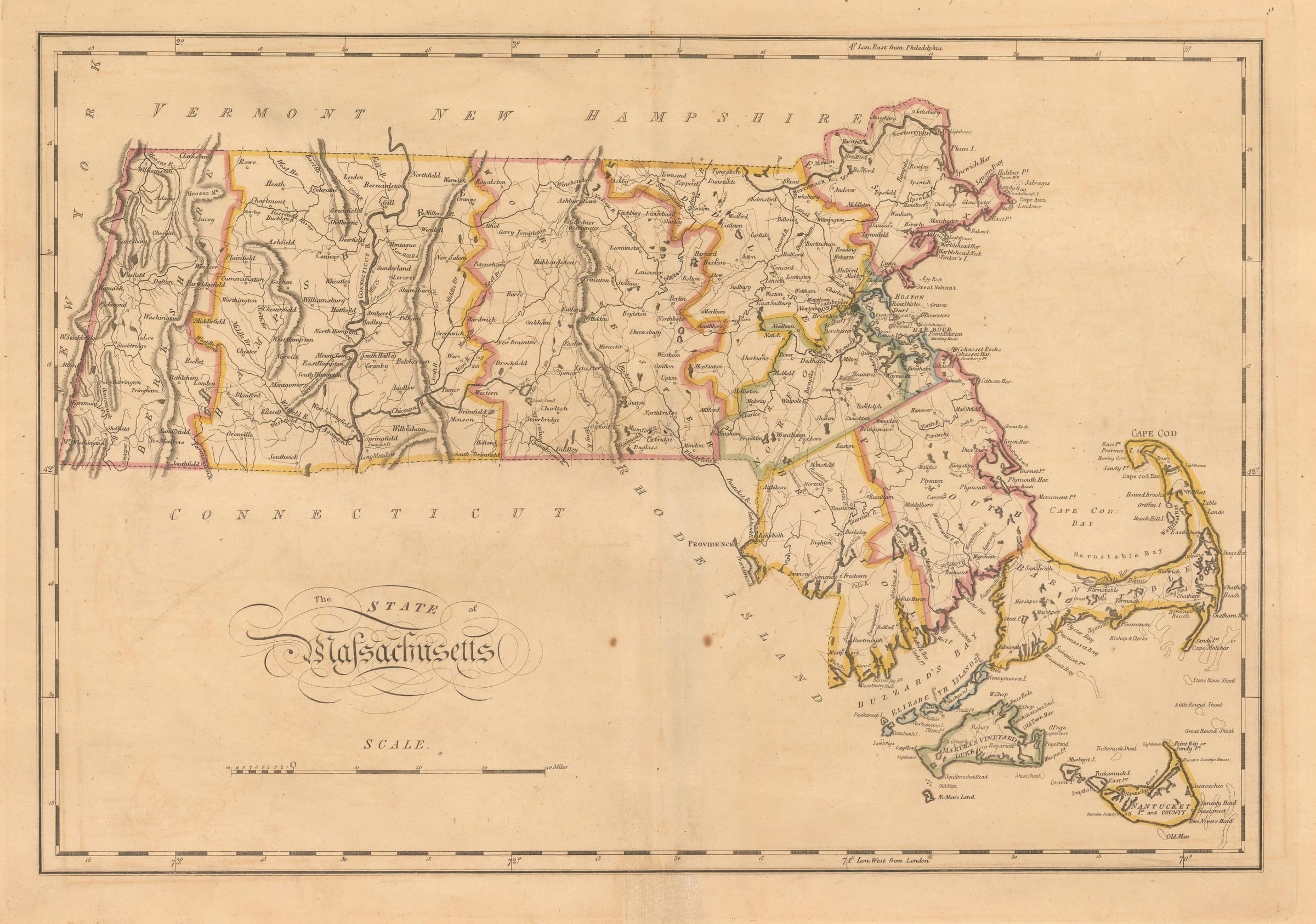 Matthew Carey, The State of Massachusetts, 1818 | The Map House