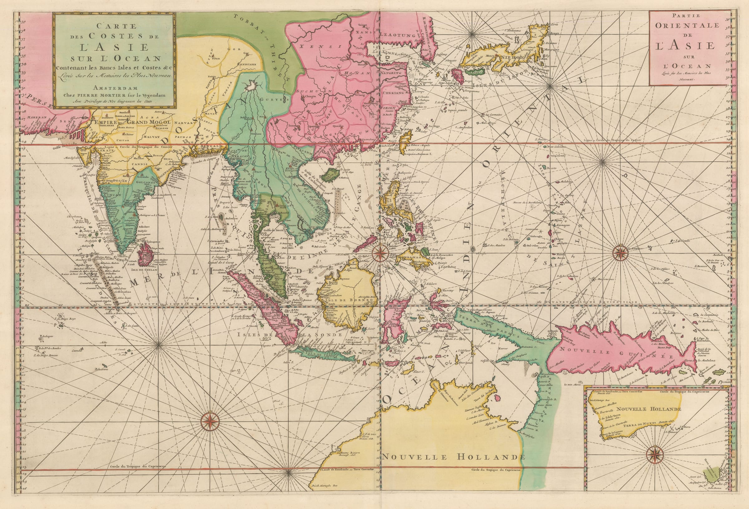 Pierre Mortier, Chart of India and Southeast Asia, 1700 c. | The Map House
