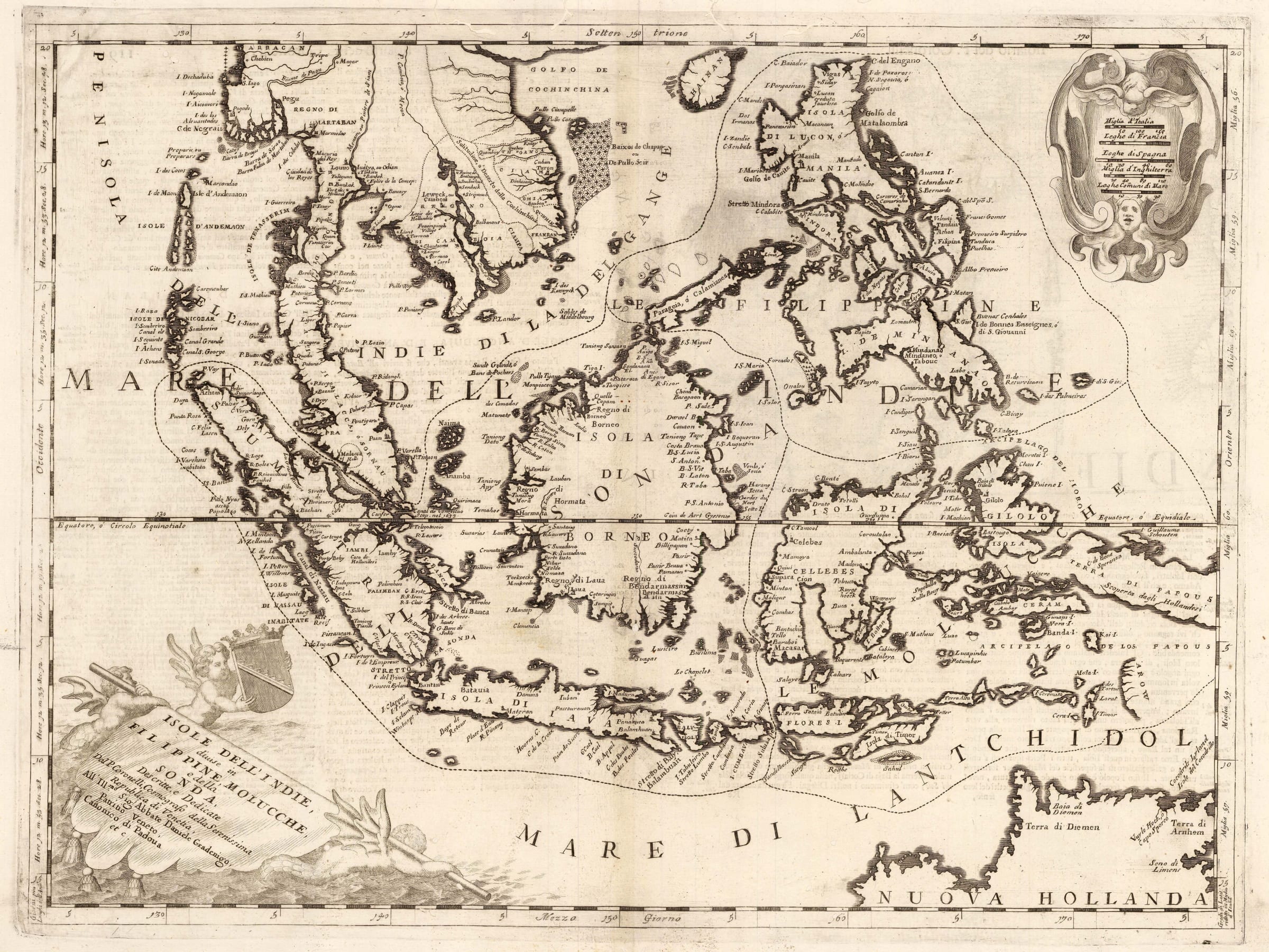 Vincenzo Coronelli, Italian map of Southeast Asia, 1696 c. | The Map House