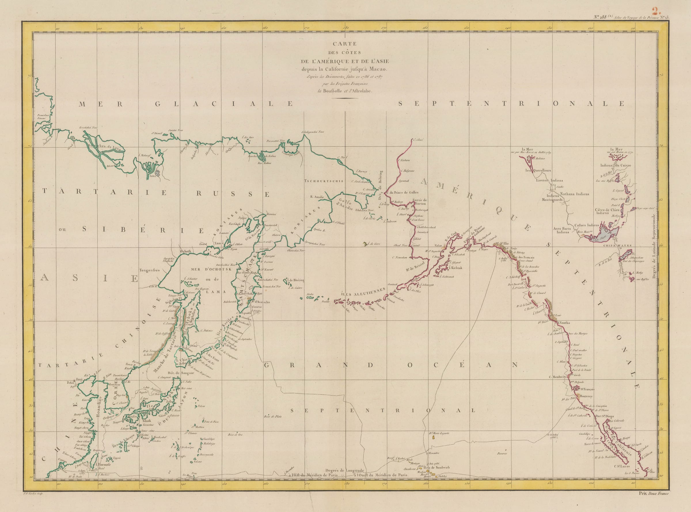 Count Jean-Francois de la Perouse, Chart of the North Pacific, 1797 ...