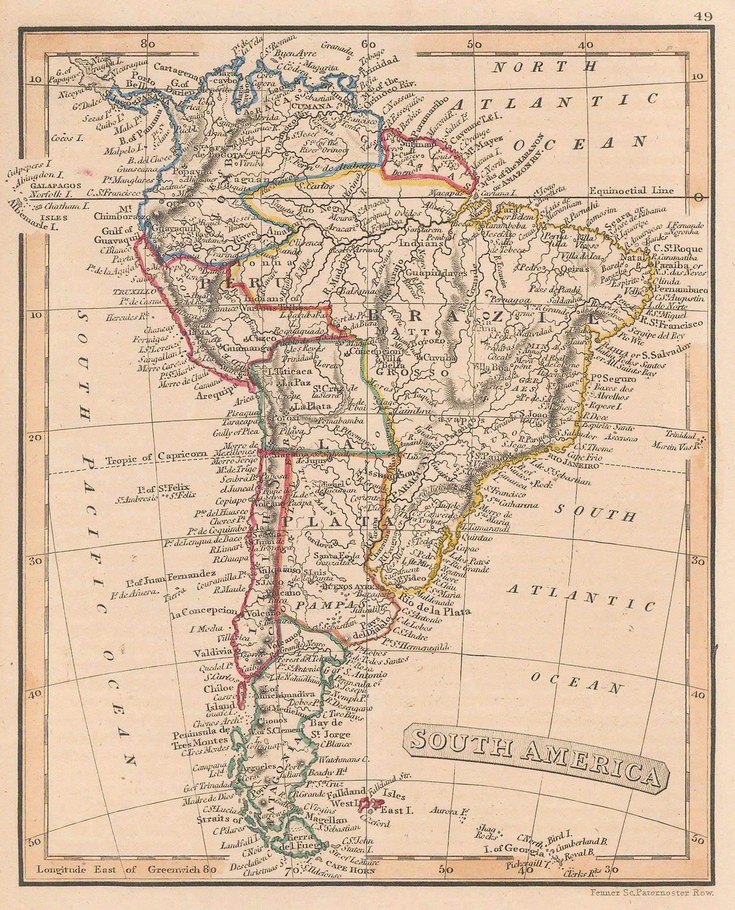 Rest Fenner, South America, 1836 | The Map House