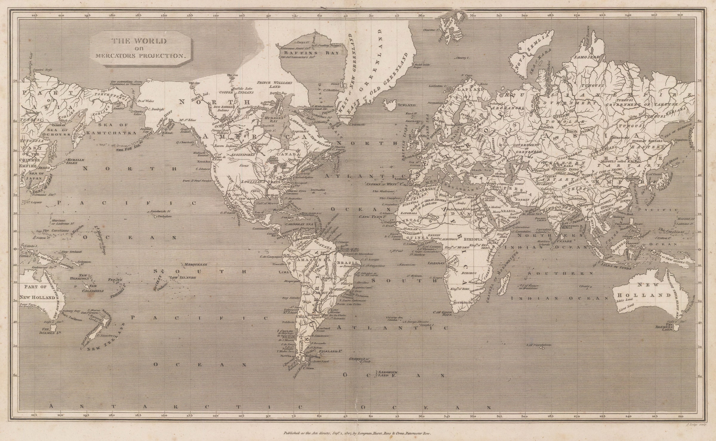 Aaron Arrowsmith, The World on Mercators Projection, 1807 | The Map House