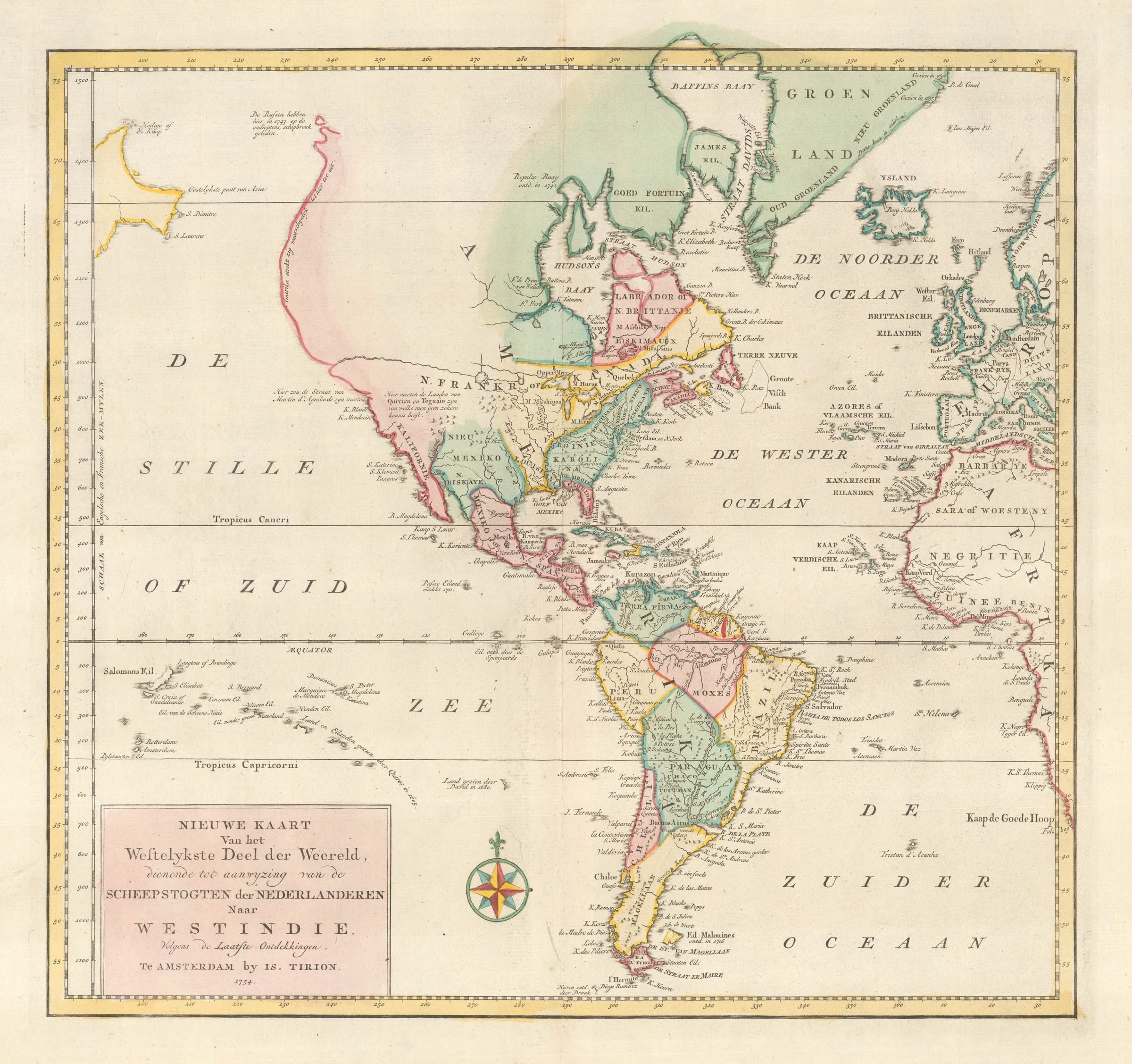Isaac Tirion, North and South America, 1754 | The Map House