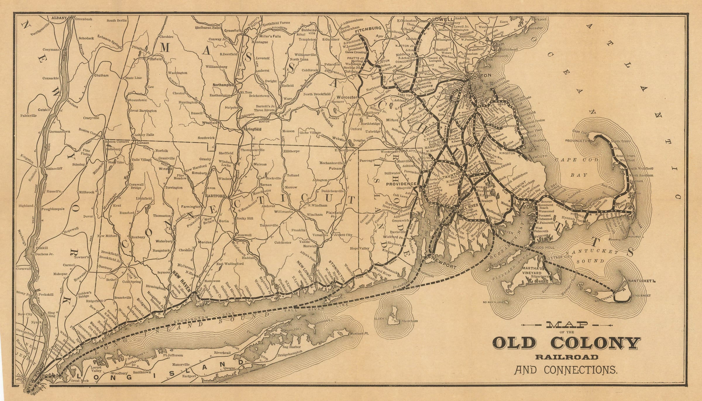 John F. Murphy, Map of the Old Colony Railroad and Connections, 1891 ...