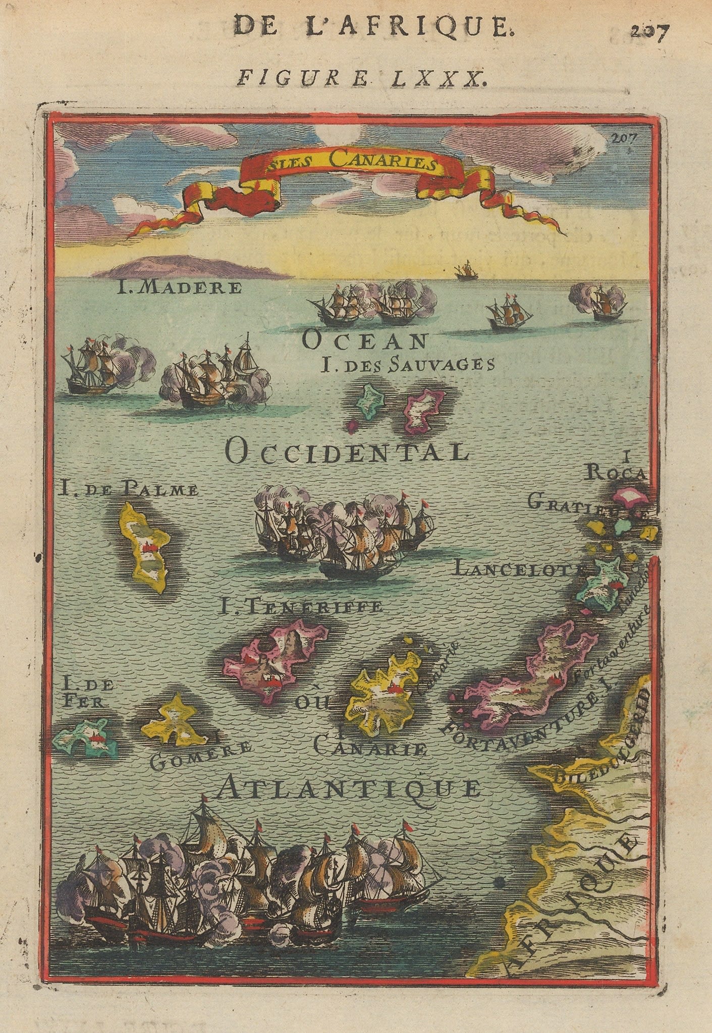 Alain Manesson Mallet, Early miniature map of the Canary Islands, 1683 ...