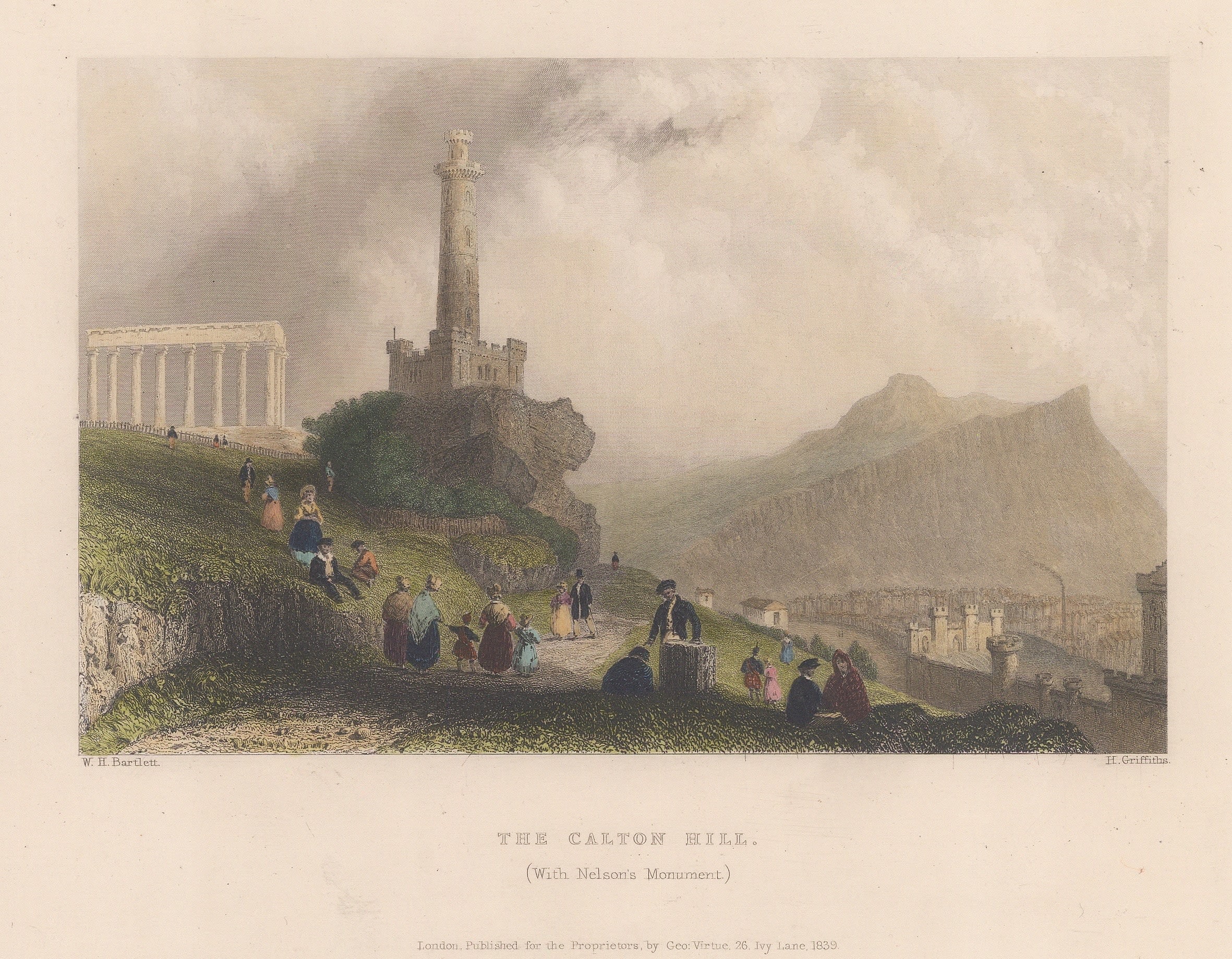 William Bartlett, Scotland - Edinburgh, Calton Hill, 1839 | The Map House